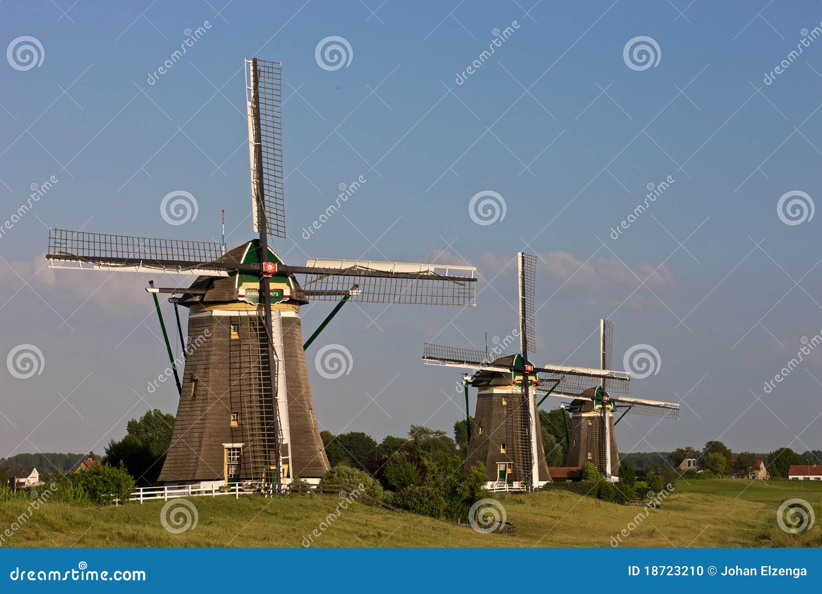 Three historic windmills stock photo. Image of farm, dutch - 18723210