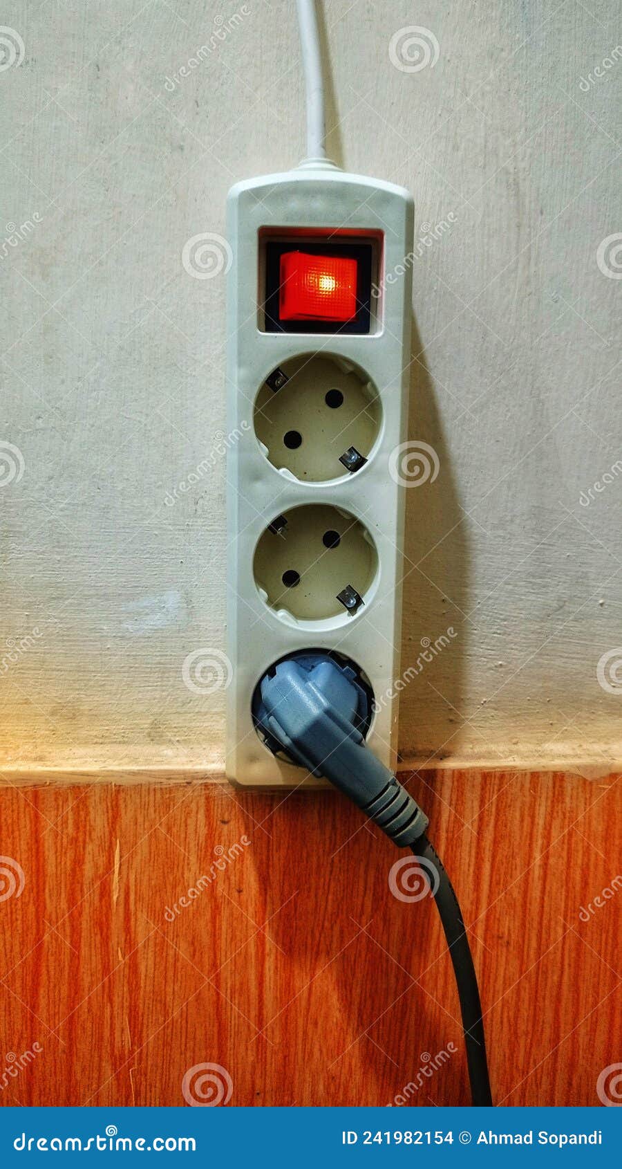 Three hole plug with cable stock photo. Image of multimedia - 241982154