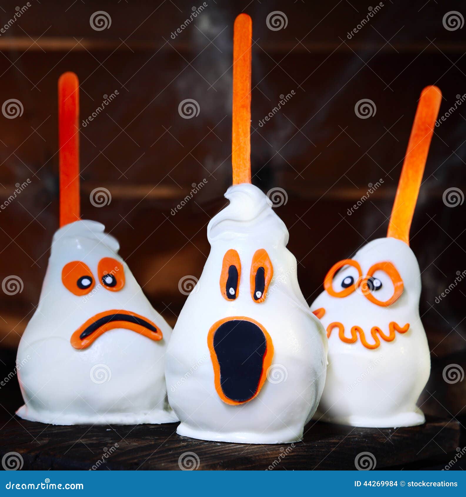 Three Homemade Creative Halloween Candy Pears Stock Photo - Image of ...
