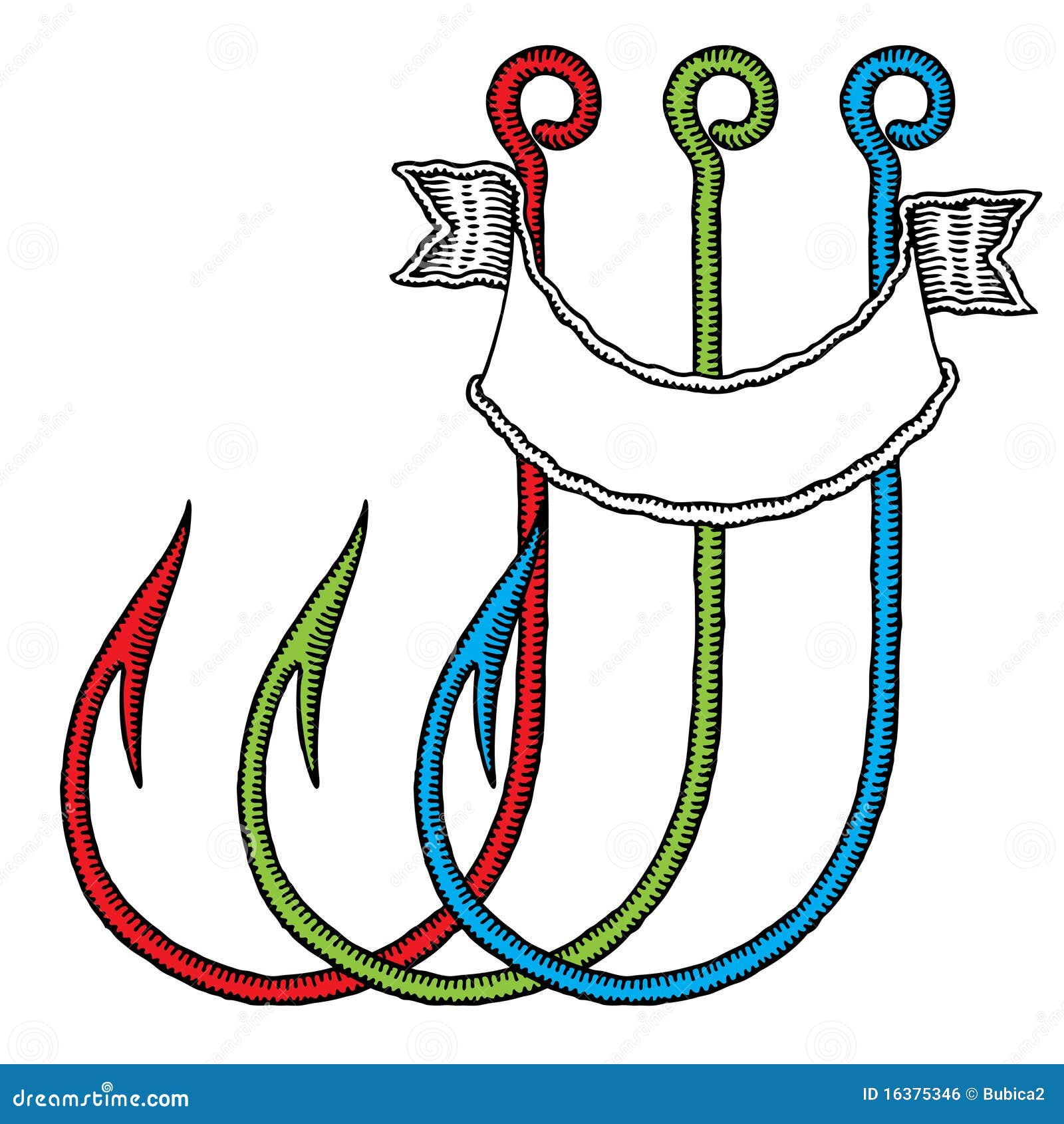 Three hooks stock vector. Illustration of hook, symbol - 16375346
