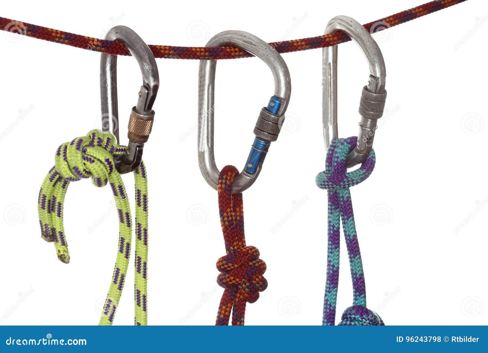 Three hooks connected stock photo. Image of double, carabiner - 96243798