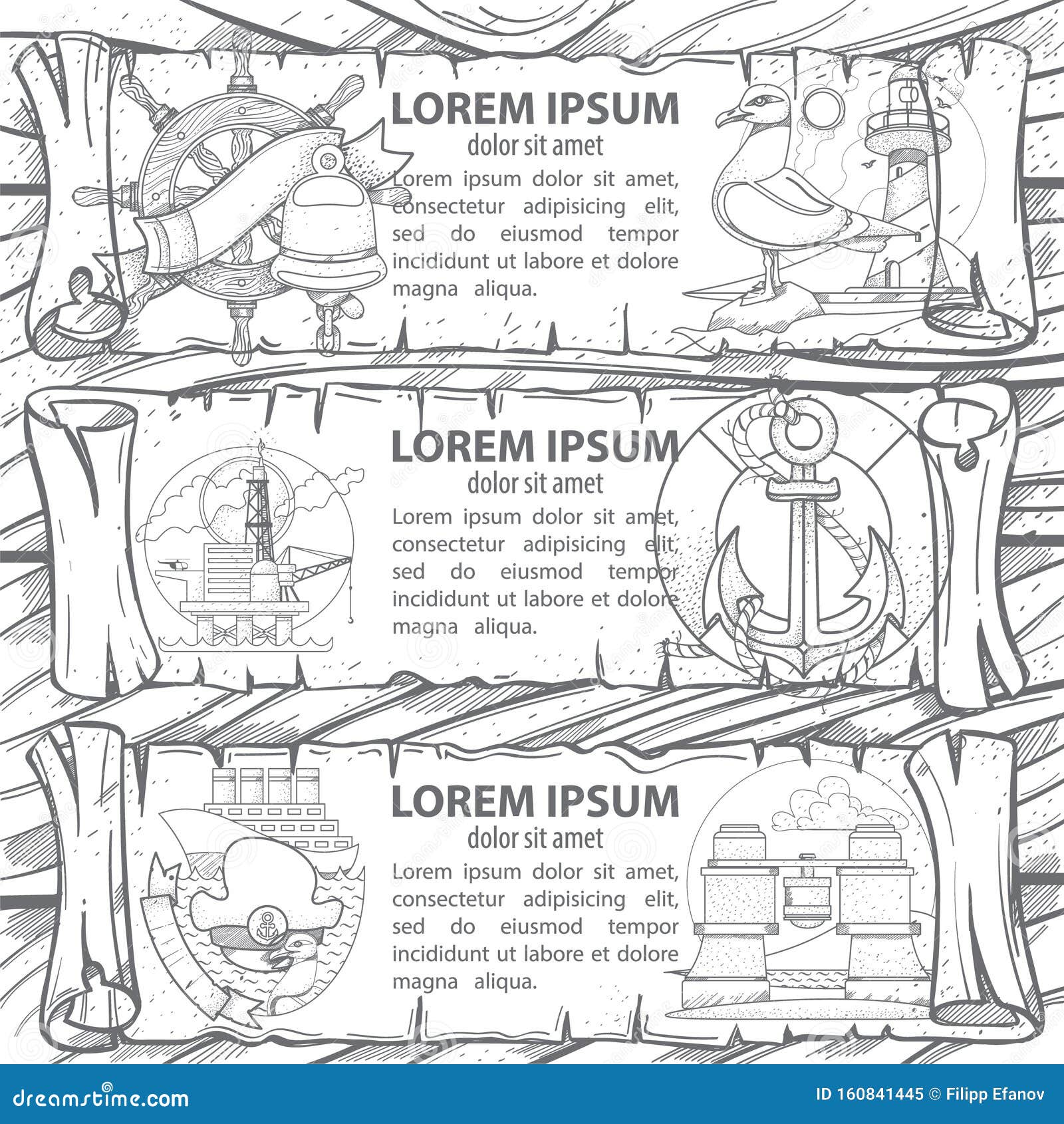 Three Horizontal Banners in the Form of Ancient Scrolls with Outline ...
