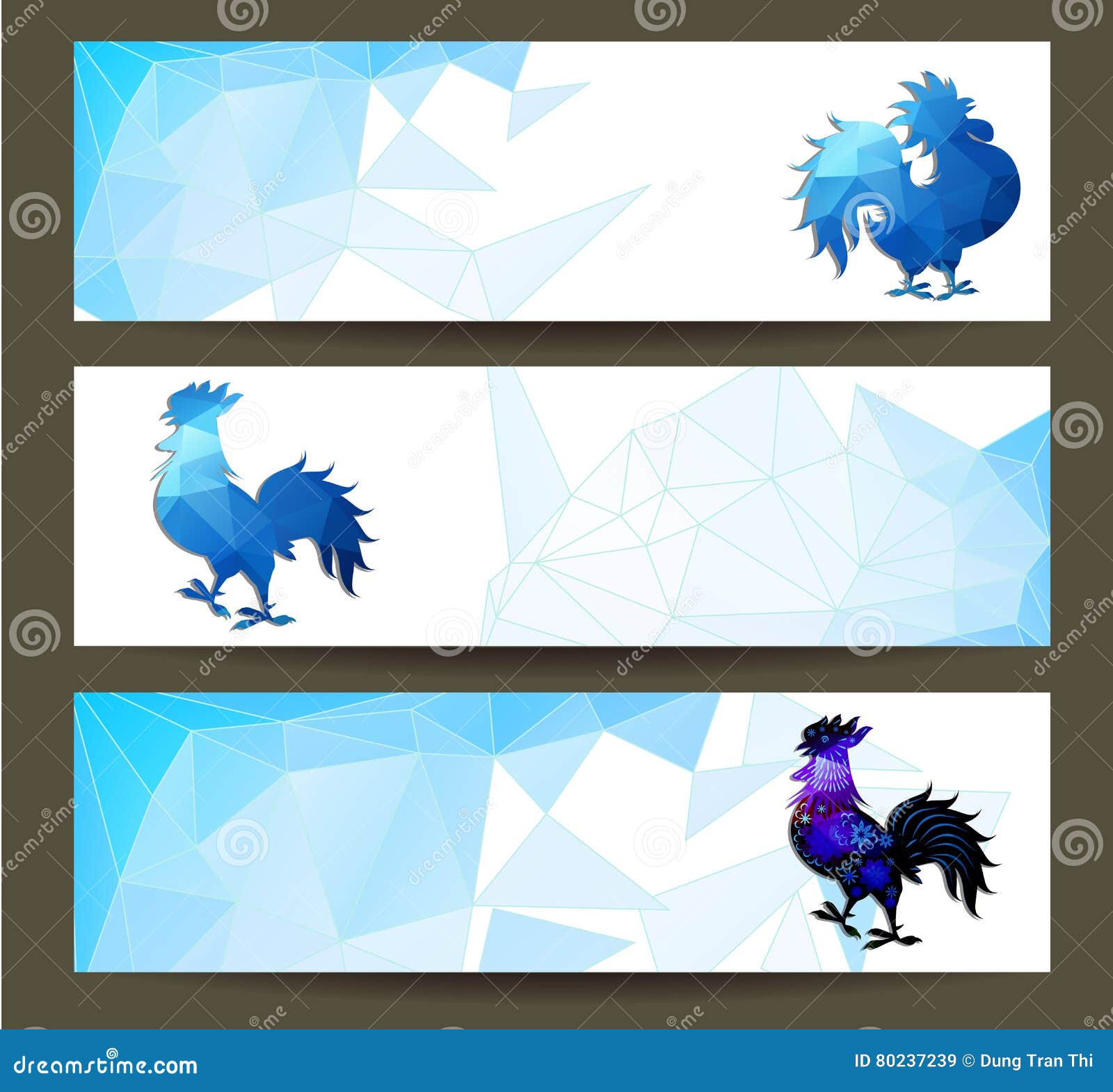 Banners Set With A Rooster, Text Symbol Of The 2017 Chinese New Year ...