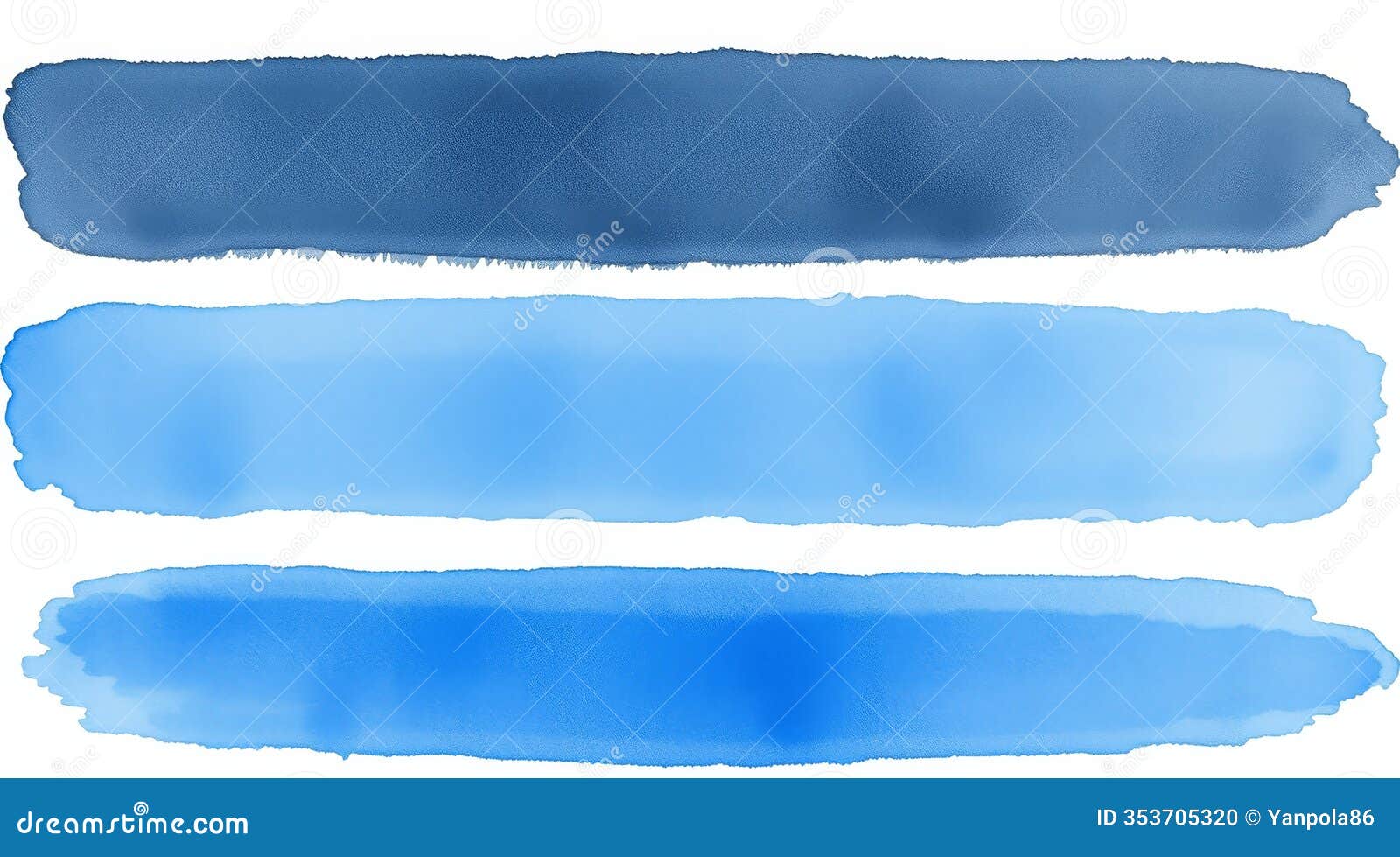 Three Horizontal Blue Watercolor Strokes with Varying Shades Stock ...