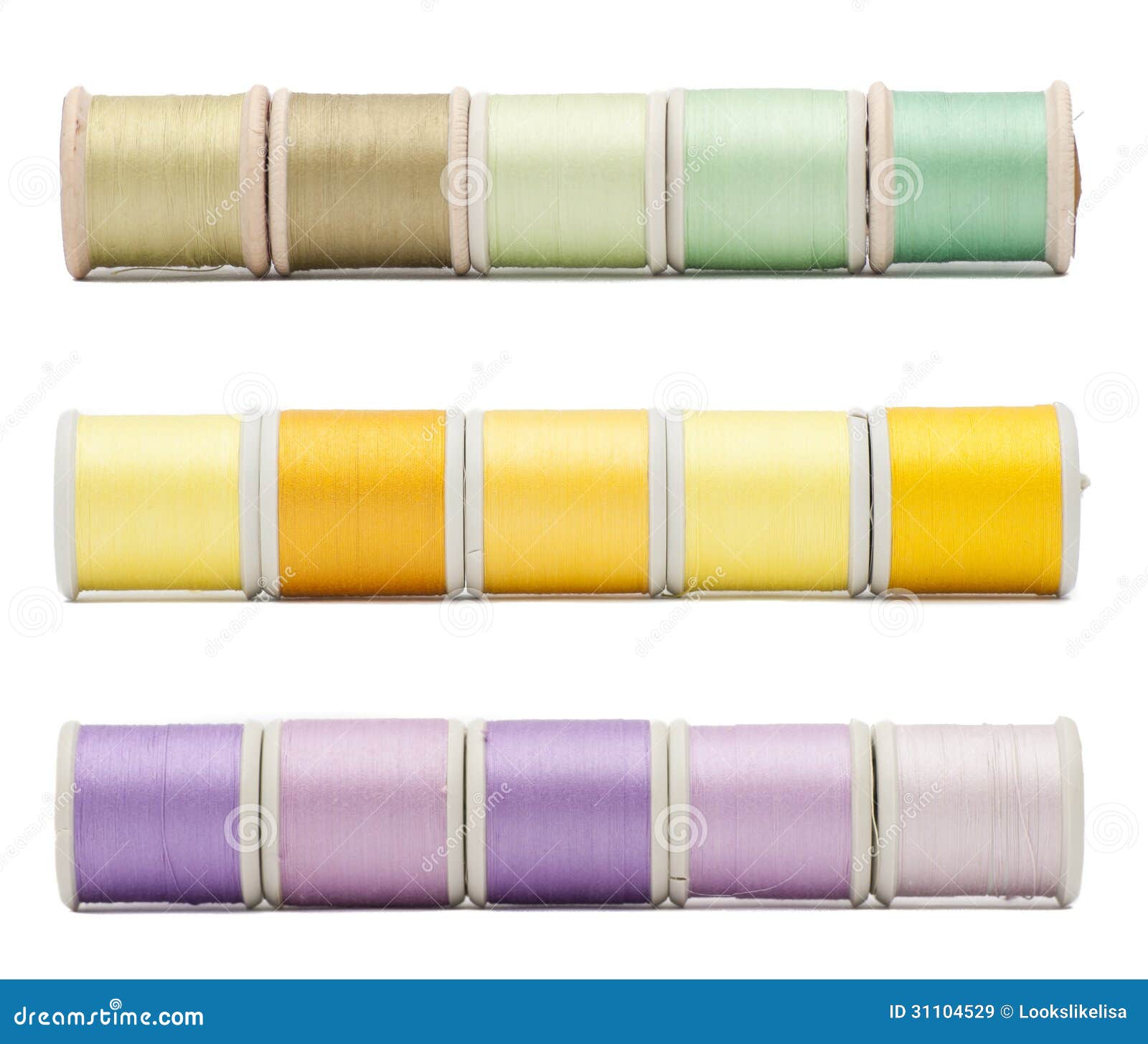 Three Horizontal Border Rows of Sewing Threads Stock Image - Image of ...