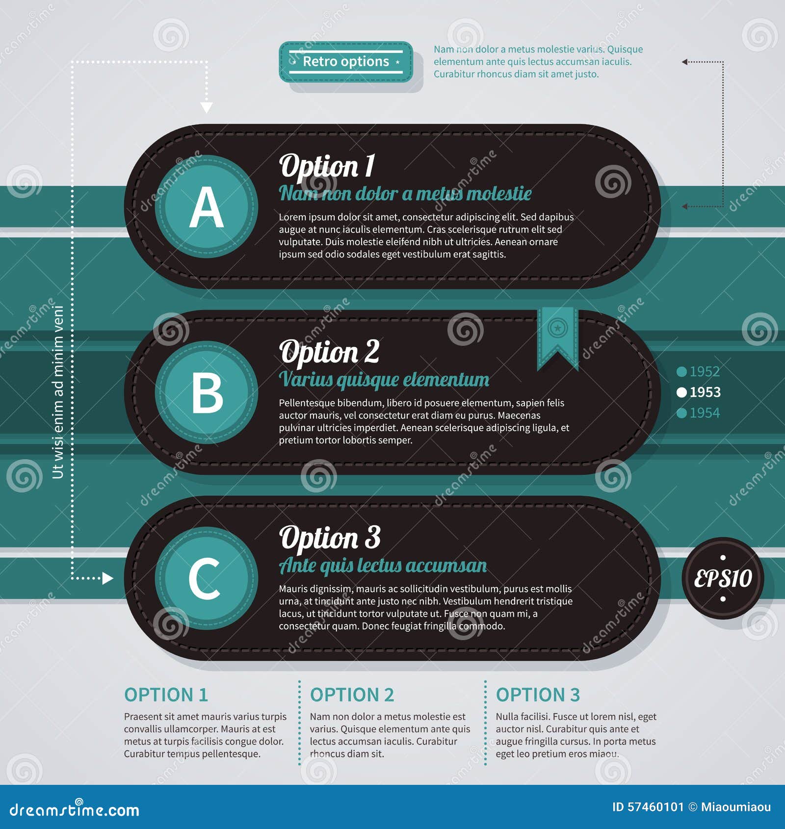 Three Horizontal Options in Retro Style. EPS10. Stock Vector ...