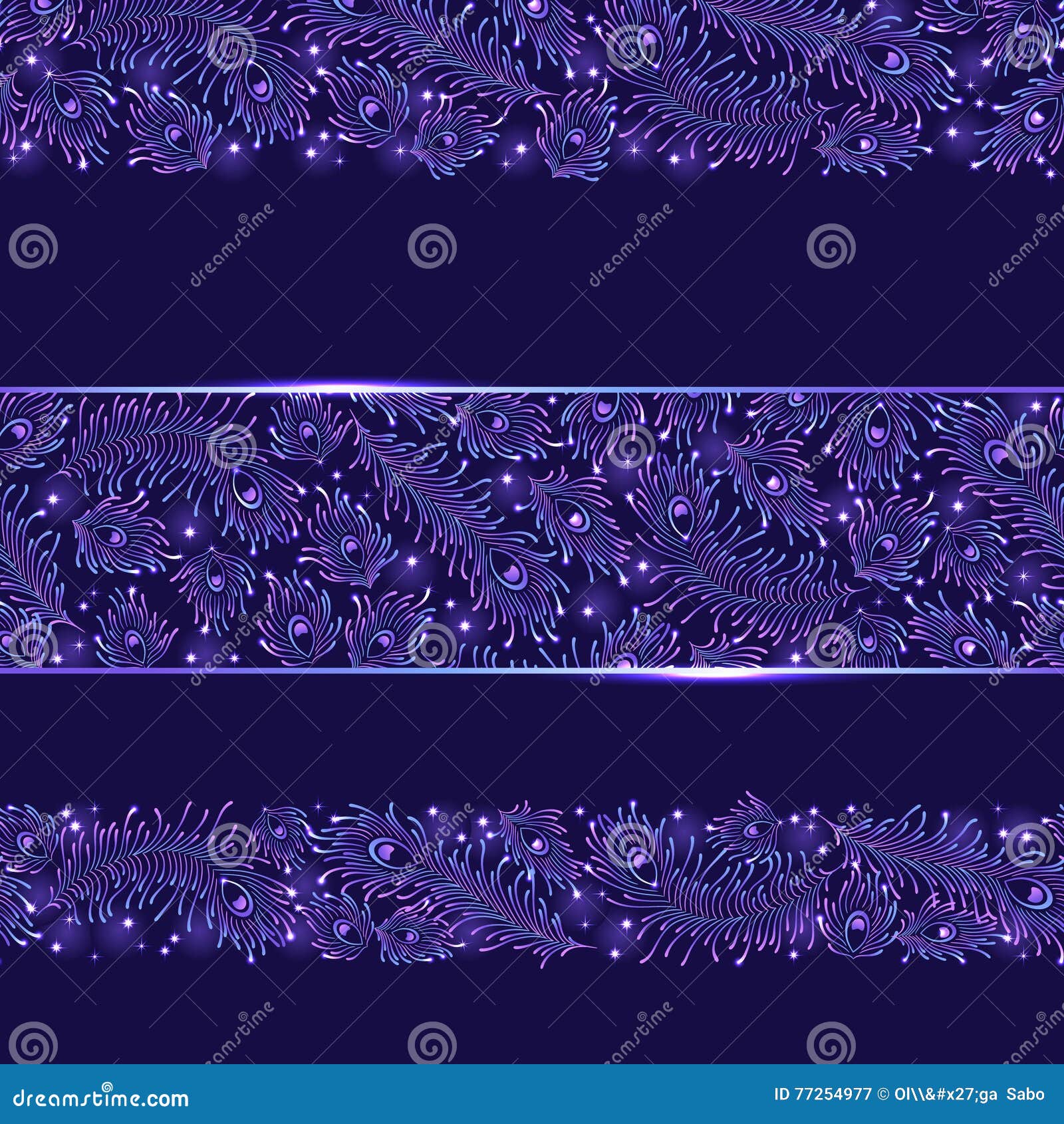 Three Horizontal Seamless Backgrounds with Peacock Feathers. Stock ...