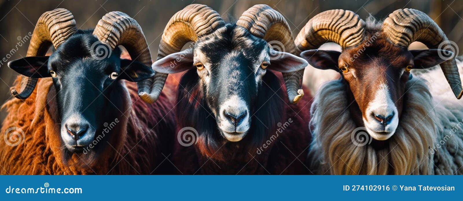 Three Horned Sheep on the Farm. Generative AI, Stock Illustration ...