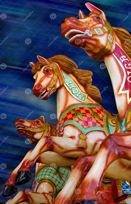Three horses of a Carousel stock image. Image of carousel - 867871