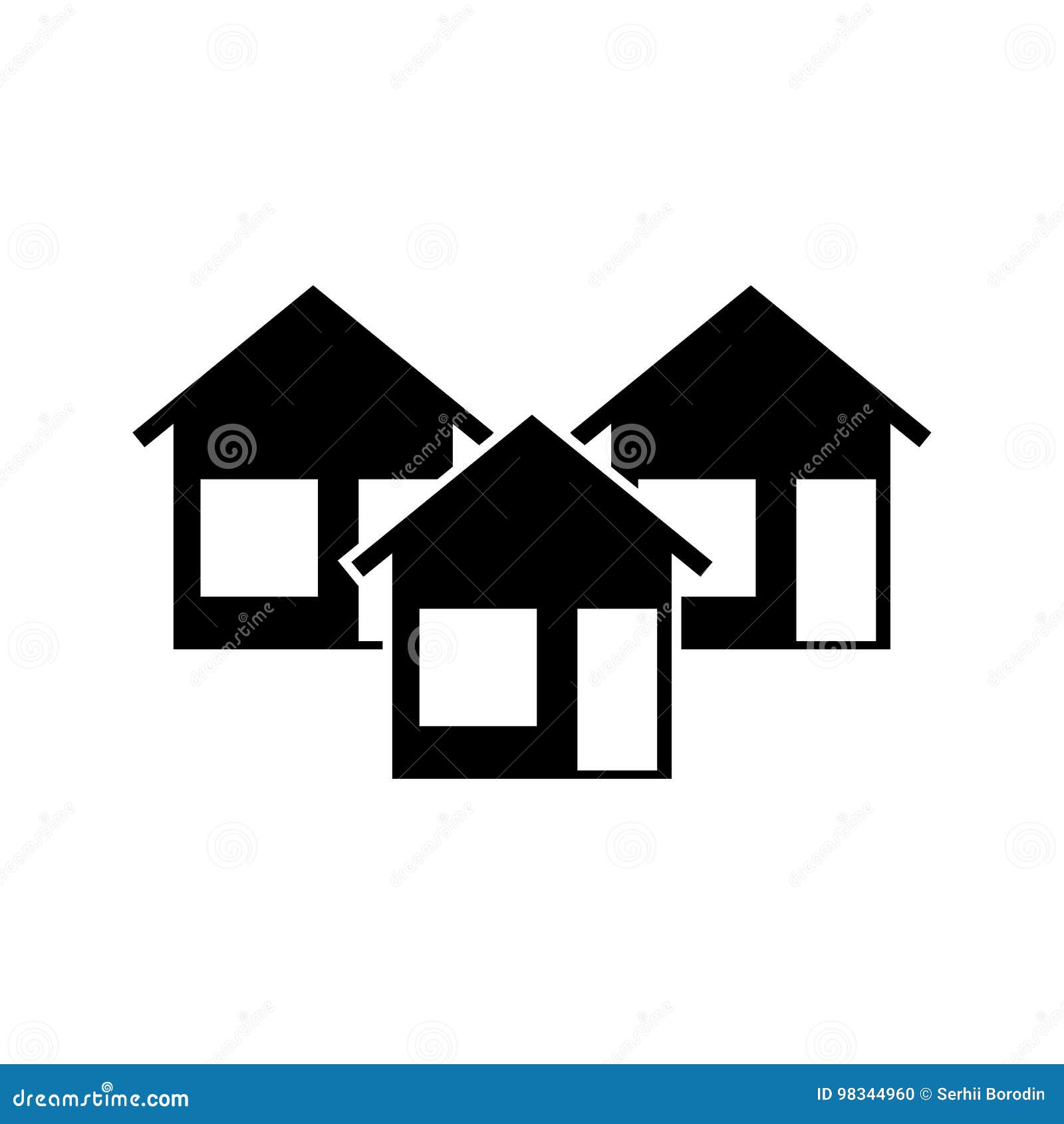 Three House Black Color Icon . Stock Vector - Illustration of symbol ...