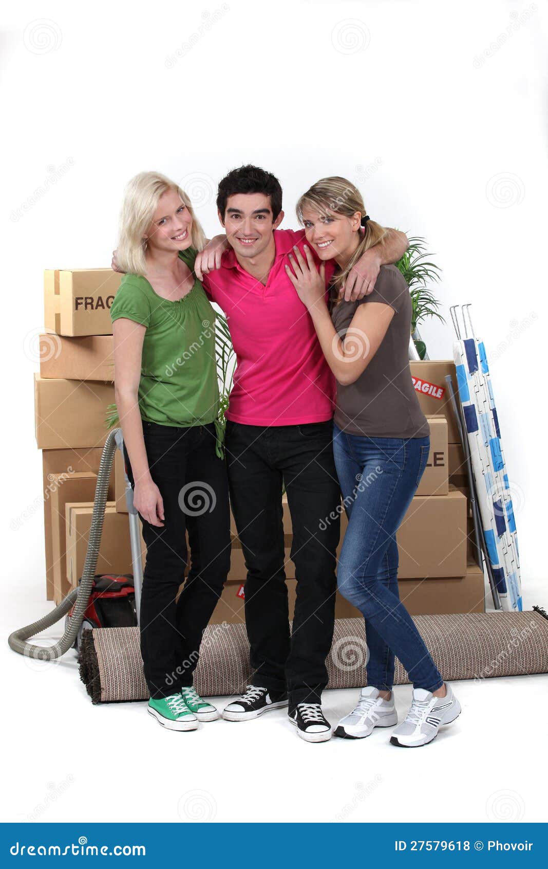 Three housemates moving stock photo. Image of empty, descent - 27579618