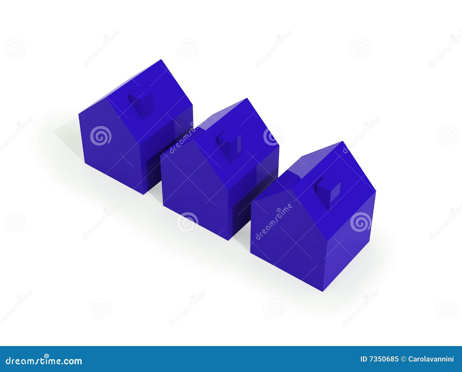 Three houses stock image. Image of property, cash, blue - 7350685