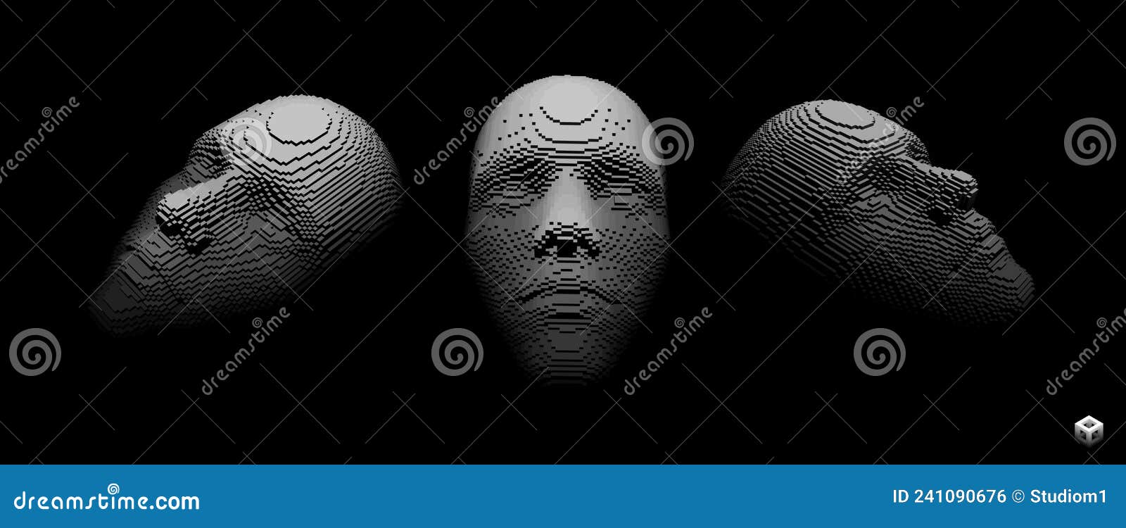 Three Human Faces Constructing from Cubes. Anonymous Social Masking ...
