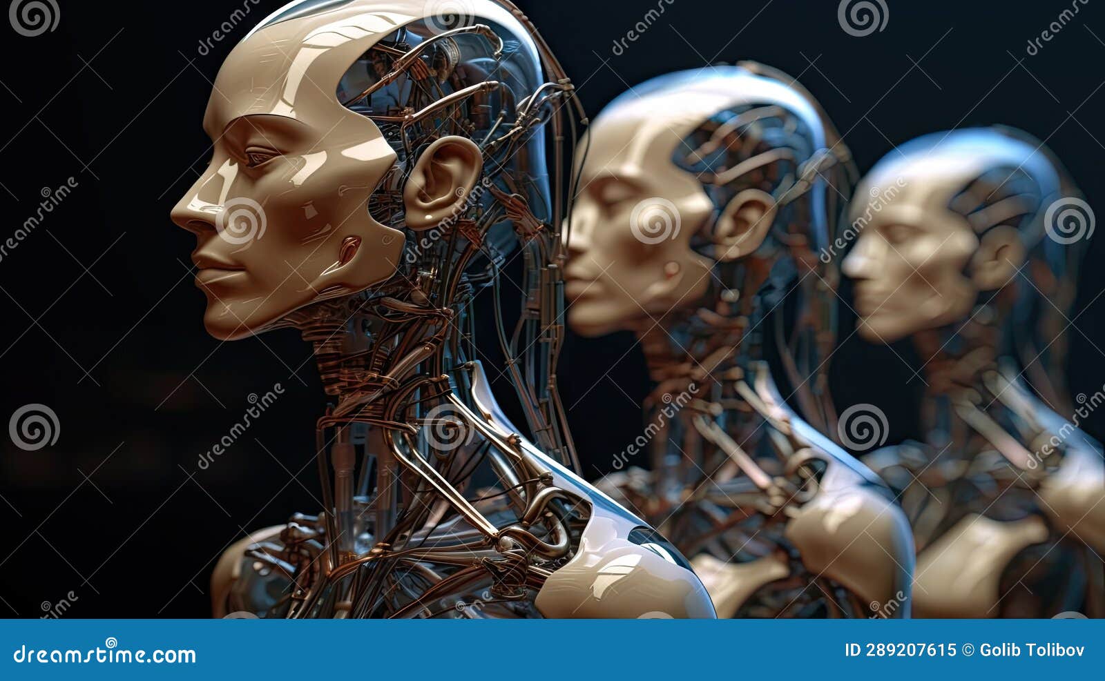 A Group of 3d Models of Heads with Wires Stock Illustration ...