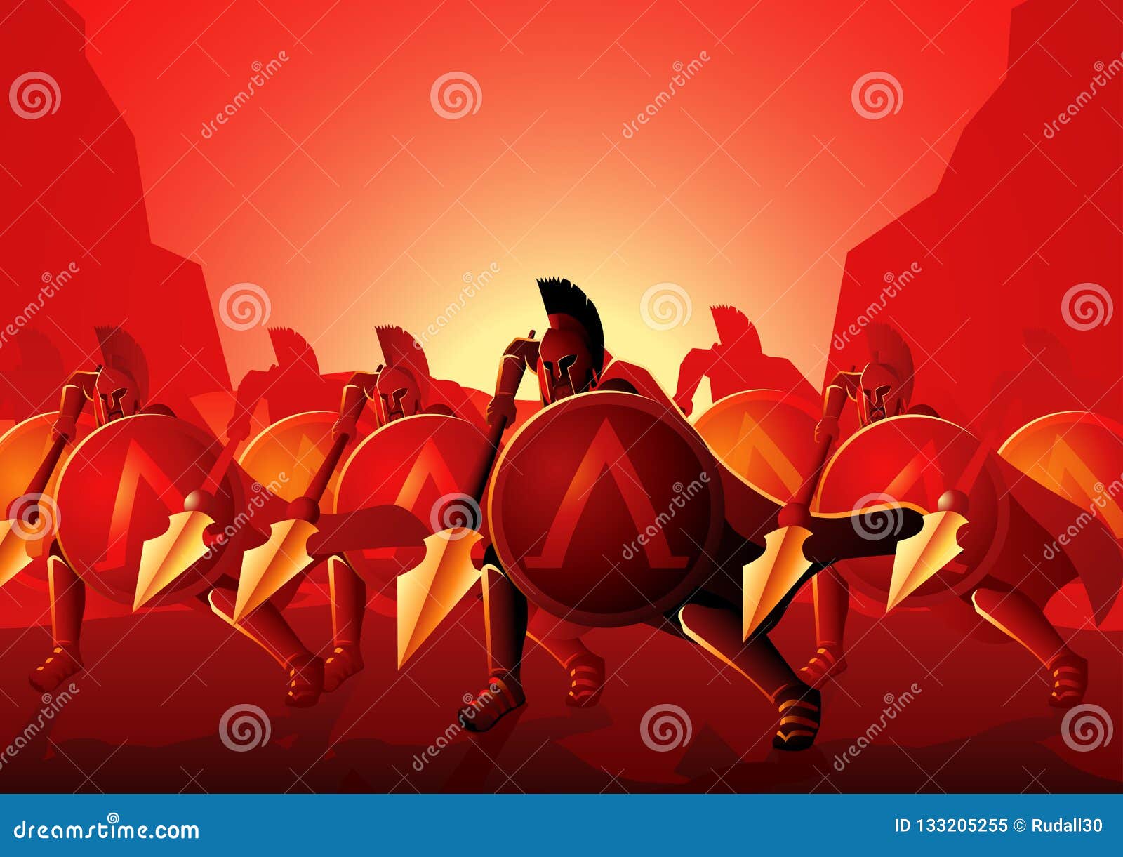 Three Hundred Spartans at the Battle of Thermopylae Stock Vector ...