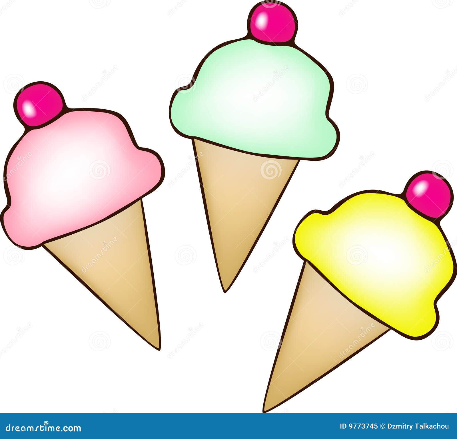 Three ice-cream stock vector. Illustration of frozen, backrgound - 9773745