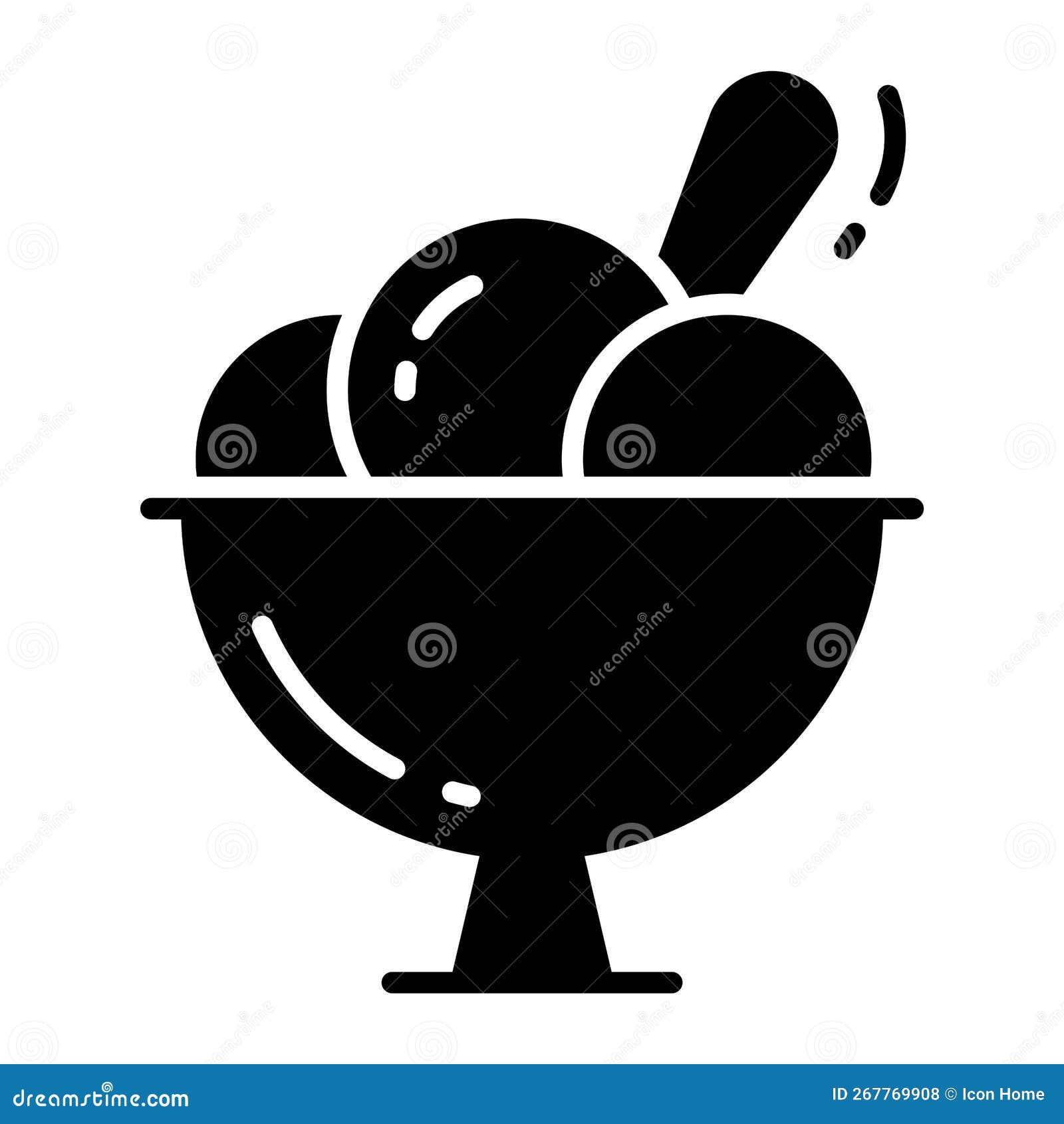 Three Ice Cream Scoops in a Bowl Vector Icon Stock Vector ...