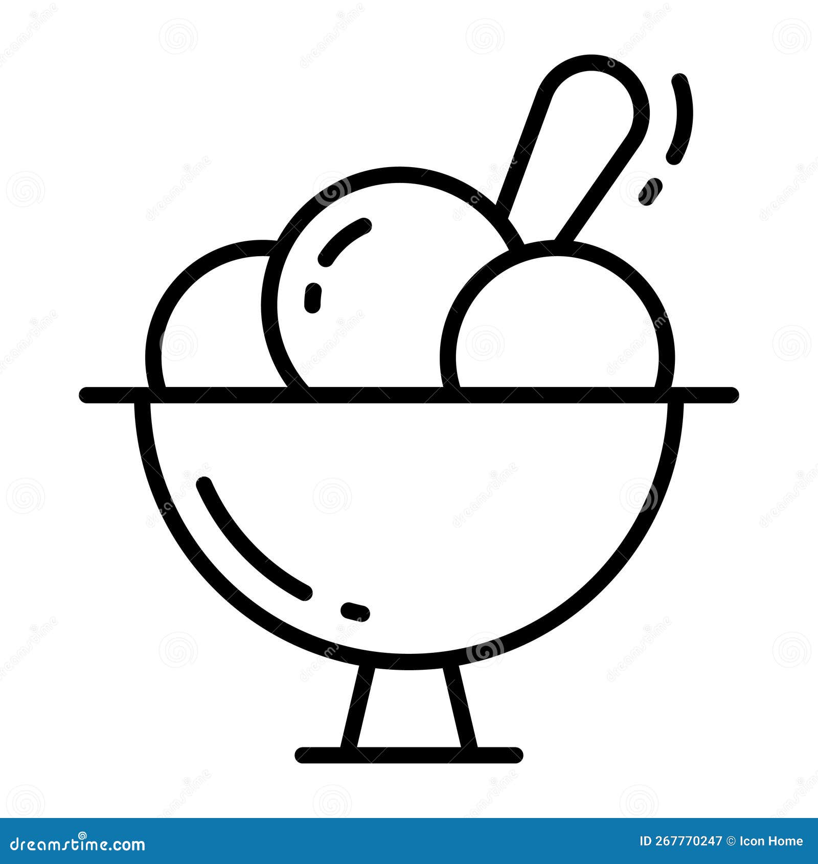 Three Ice Cream Scoops in a Bowl Vector Icon Stock Vector ...