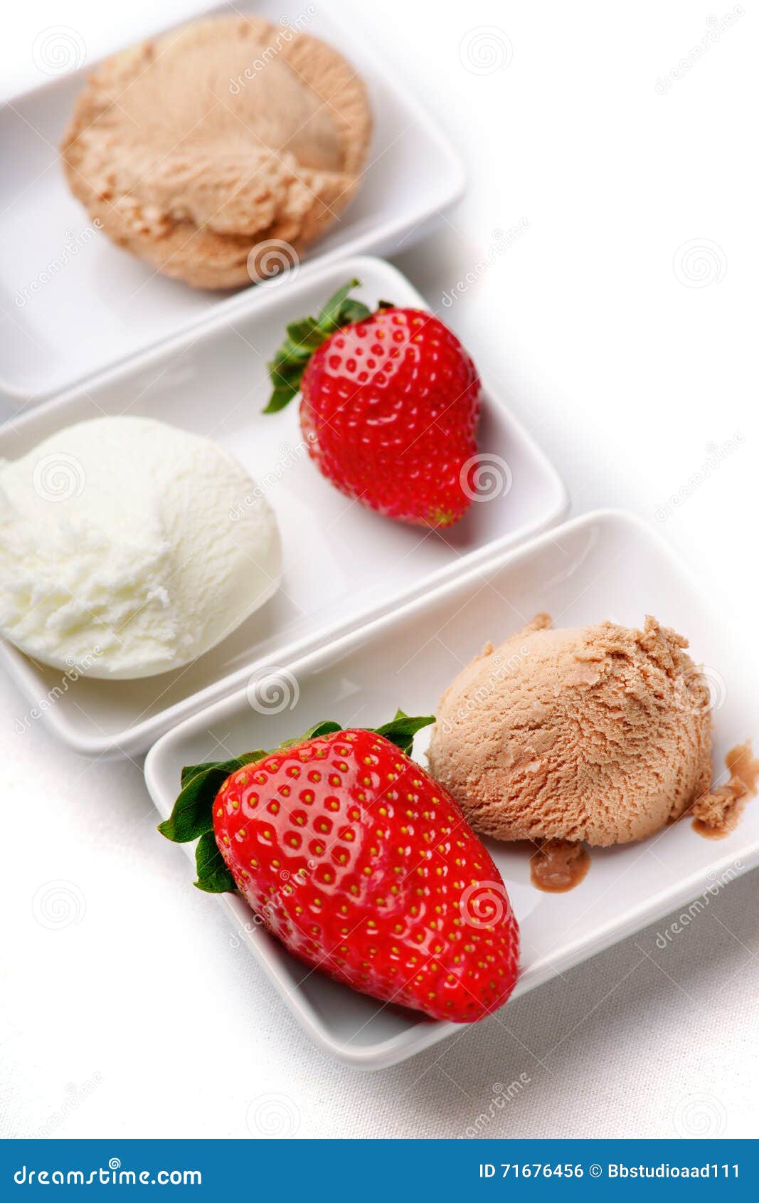 Three ice cream sundaes stock photo. Image of dessert - 71676456