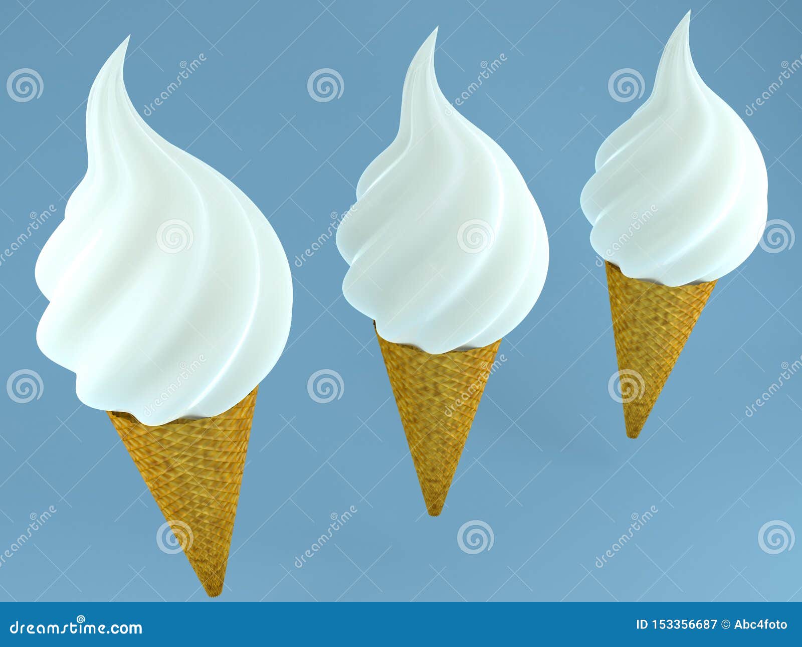Three ice creams on blue stock illustration. Illustration of abstract ...