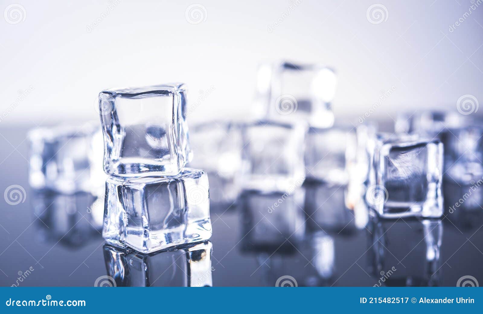 Three Ice Cubes on Blue Background. Stock Image - Image of block, clean ...