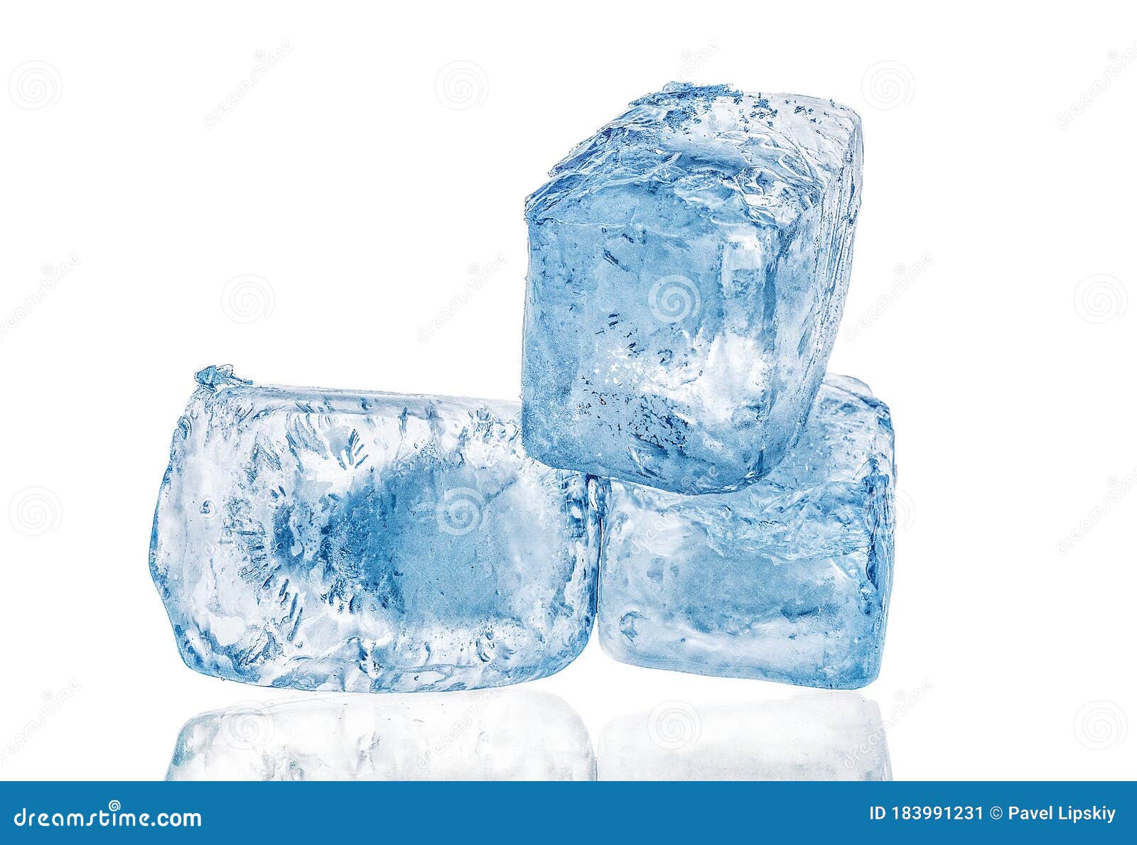 Three Ice Cubes Close Up Isolated on White Background Stock Image ...