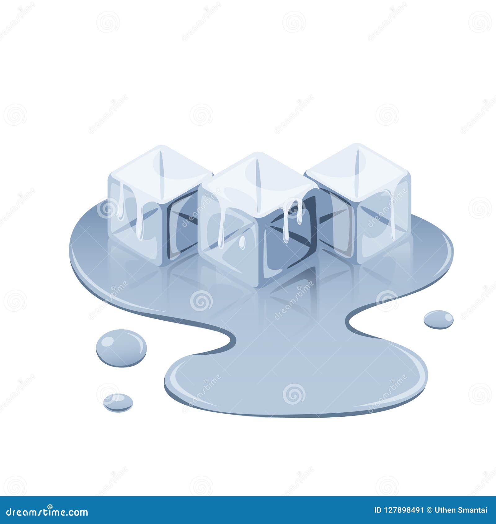 Ice Cubes Melting. Solid To Liquid Phase. Editable Clip Art. Cartoon ...