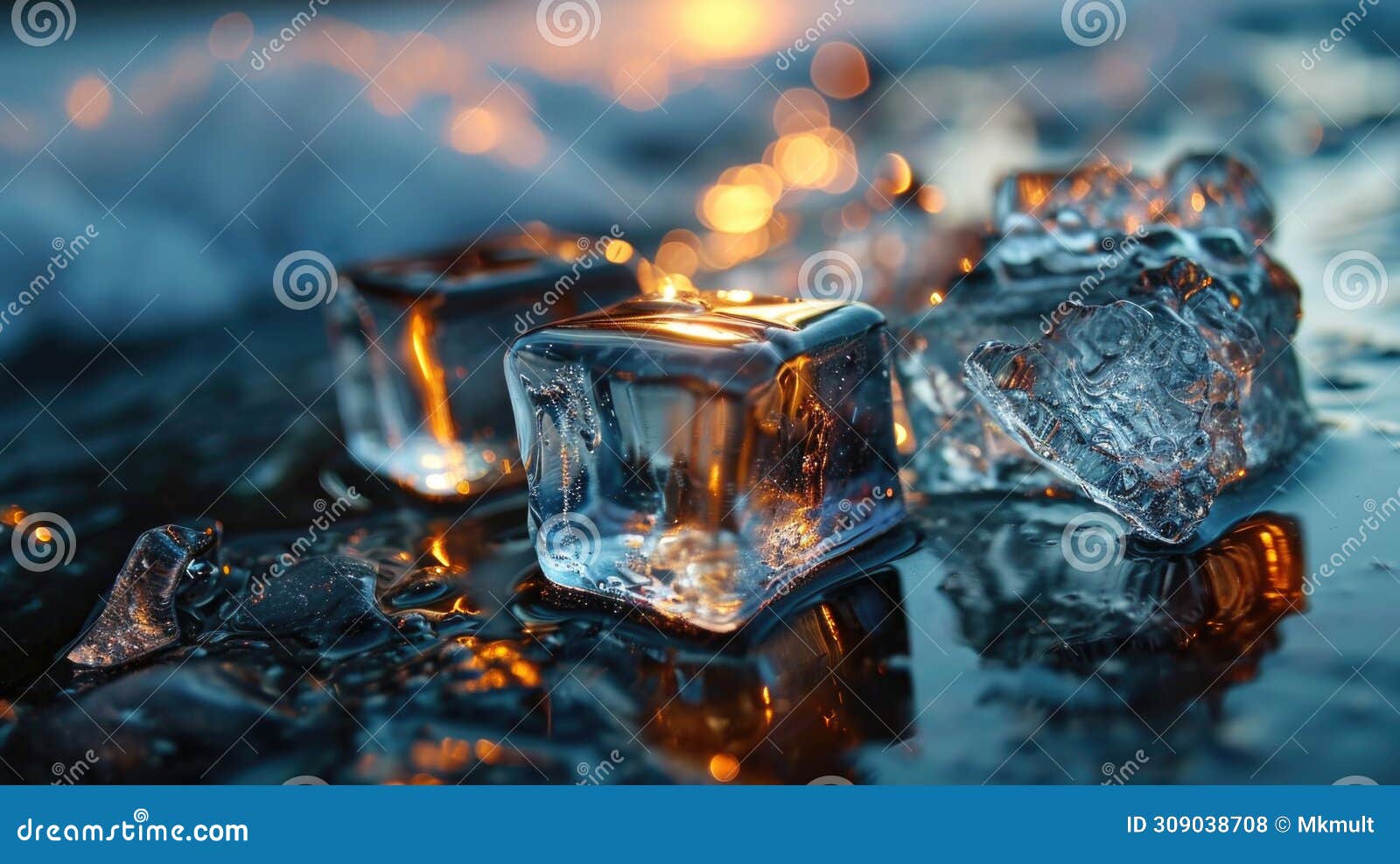 Three Ice Cubes on a Table stock photo. Image of cubes - 309038708