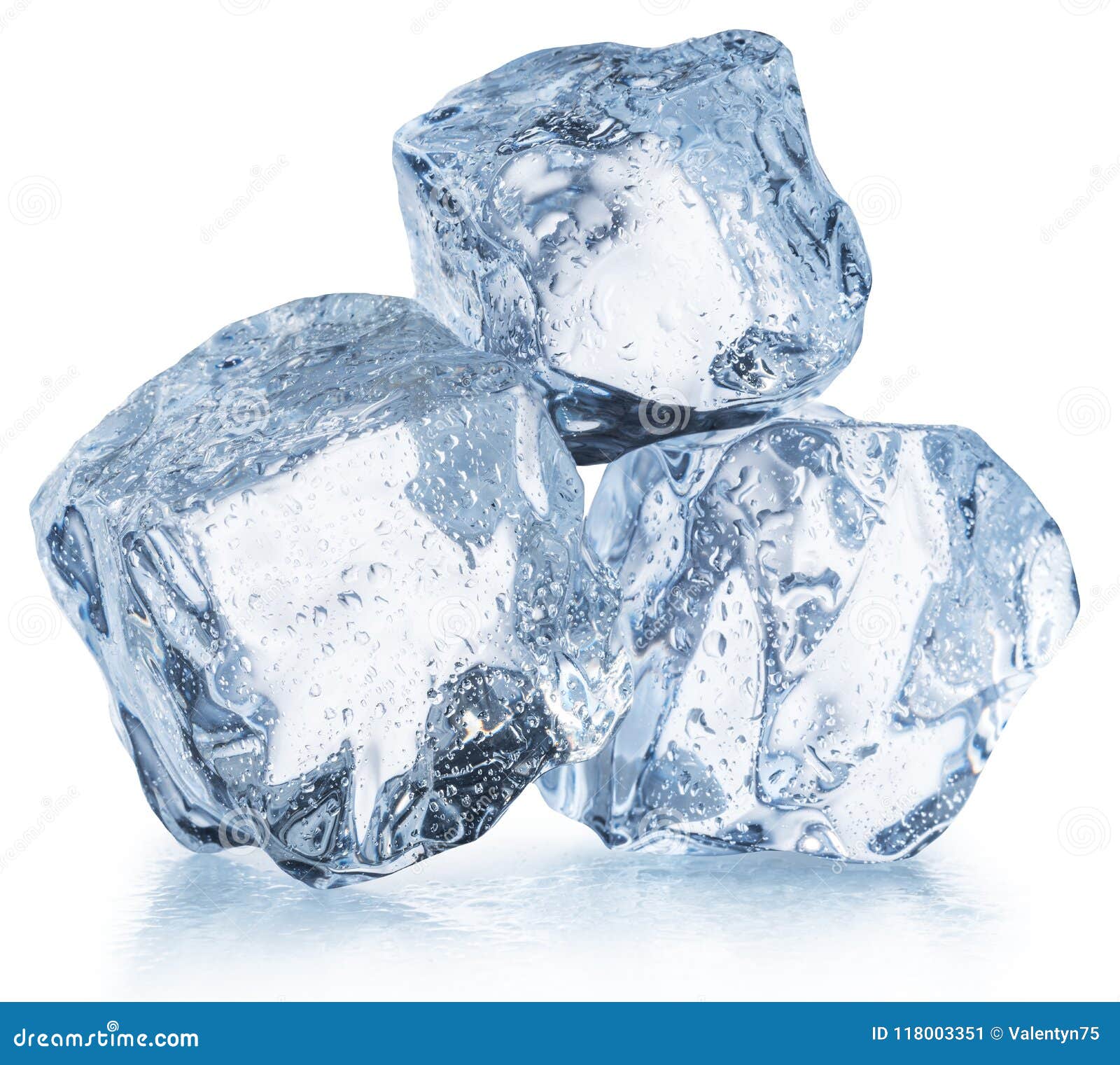 Three Ice Cubes with Water Drops. Clipping Path. Stock Image - Image of ...