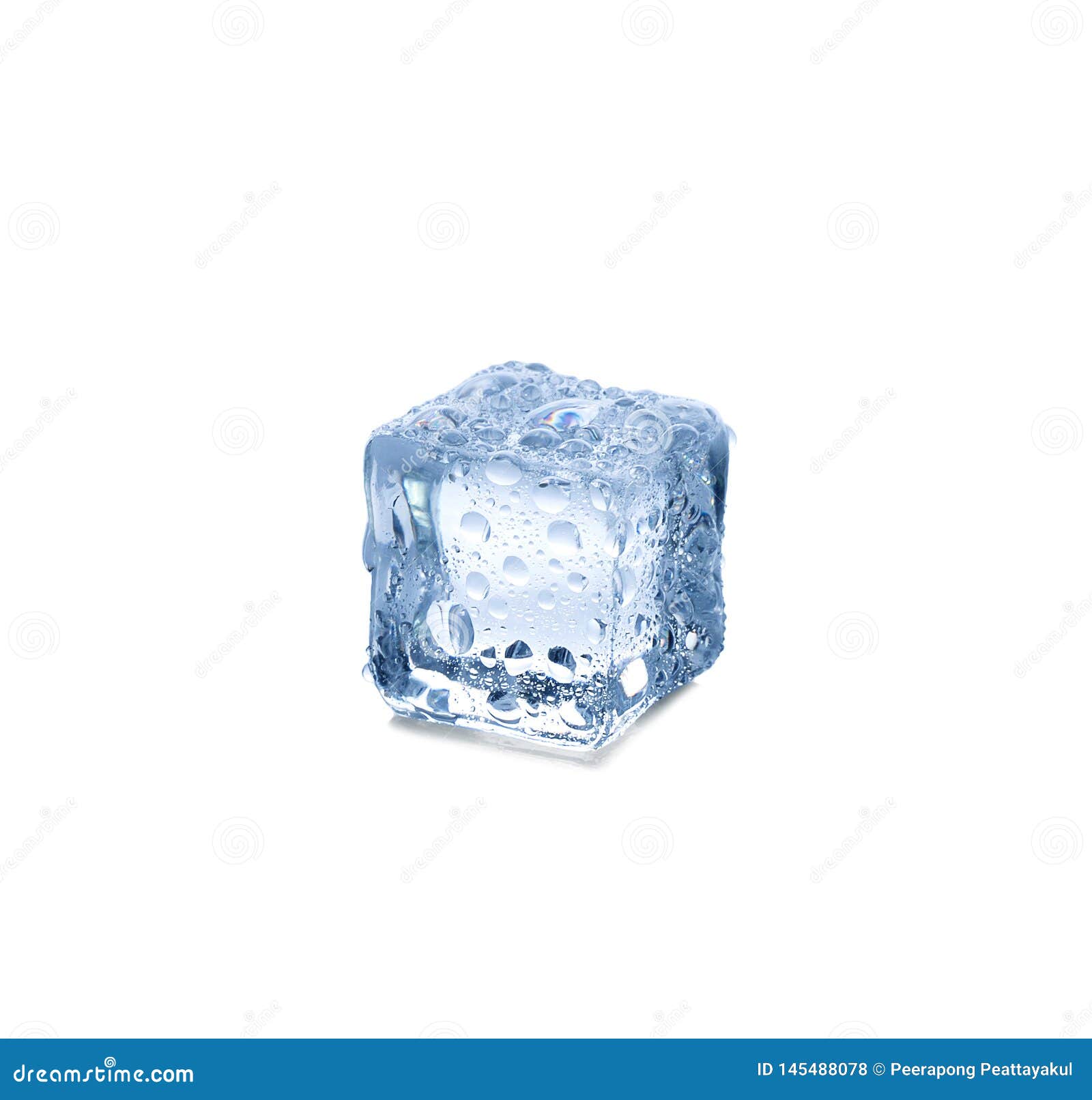 Ice Cubes On White Glass Mirror Background With Reflection Isolated ...