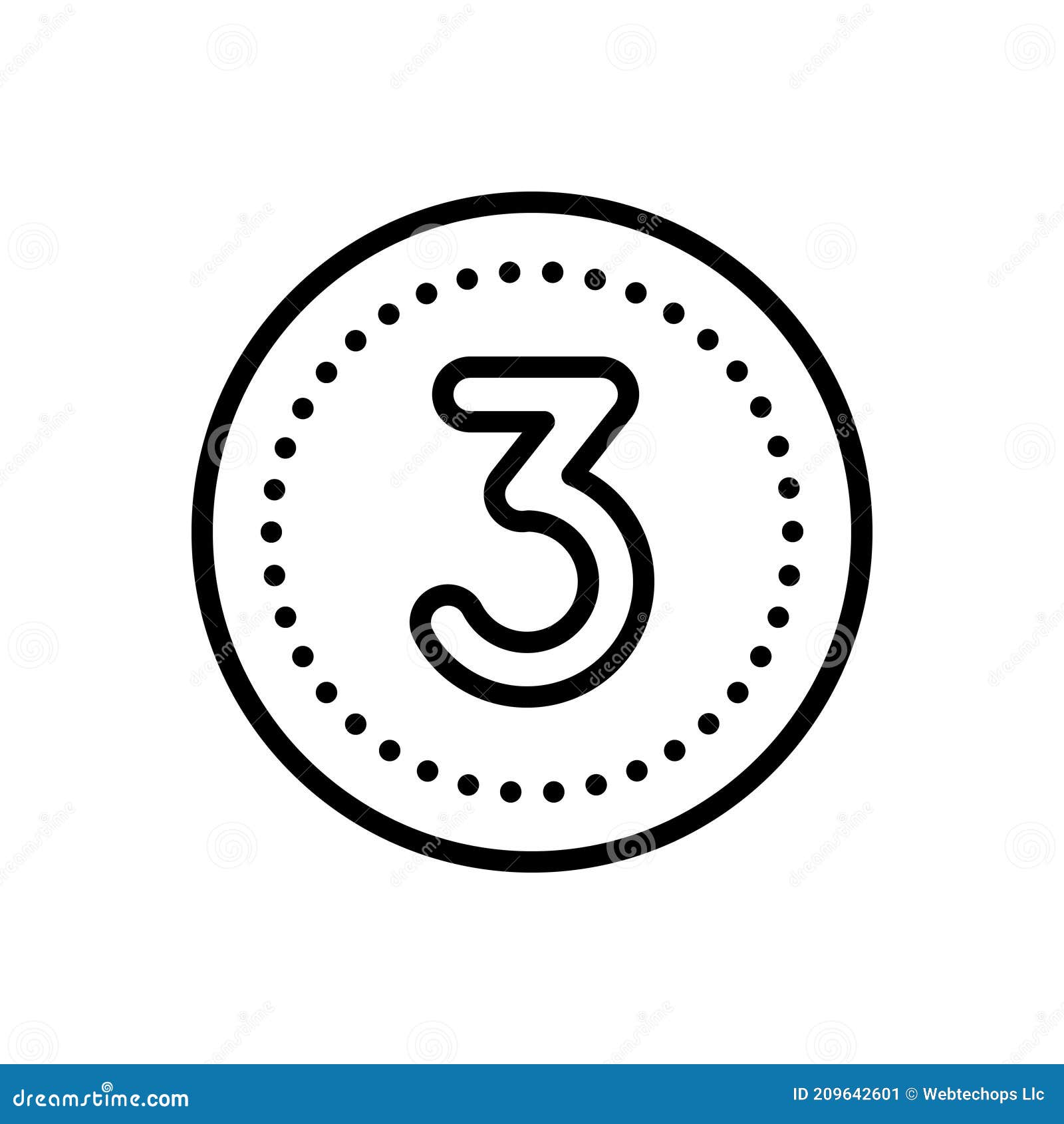 Black Line Icon for Three, Digit and Mathematical Stock Vector ...