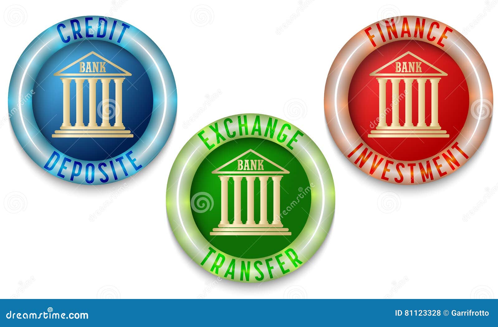 Three icons stock vector. Illustration of banking, advertising - 81123328