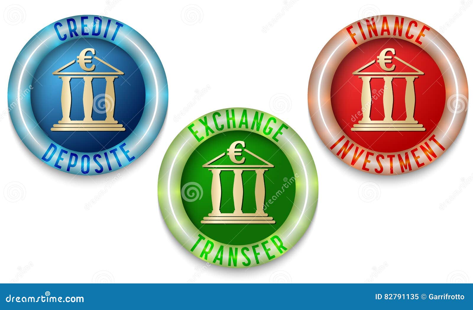 Three icons stock vector. Illustration of finance, backdrop - 82791135