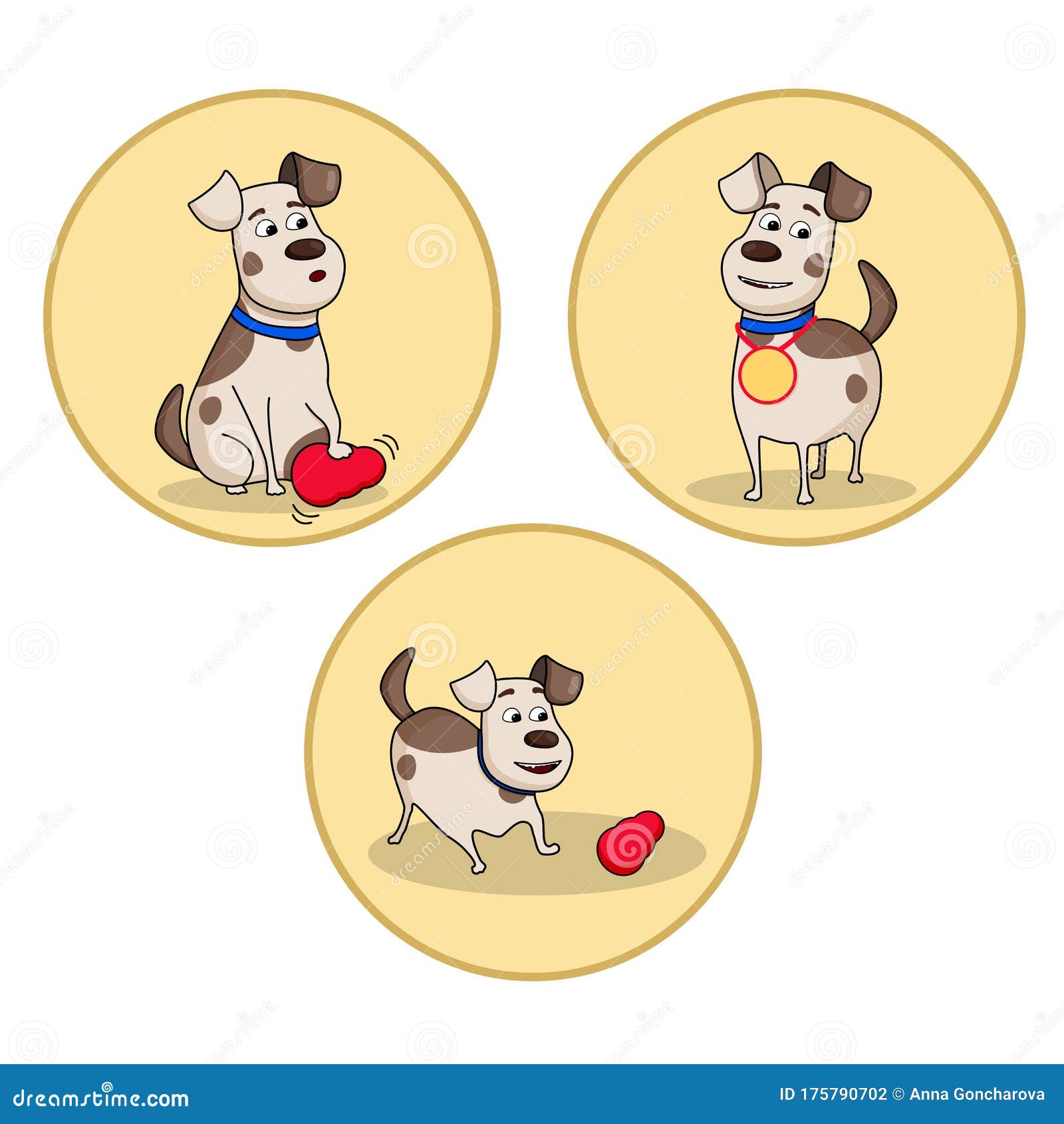 Three Icons with a Dog Medal for the App or Website Stock Illustration ...
