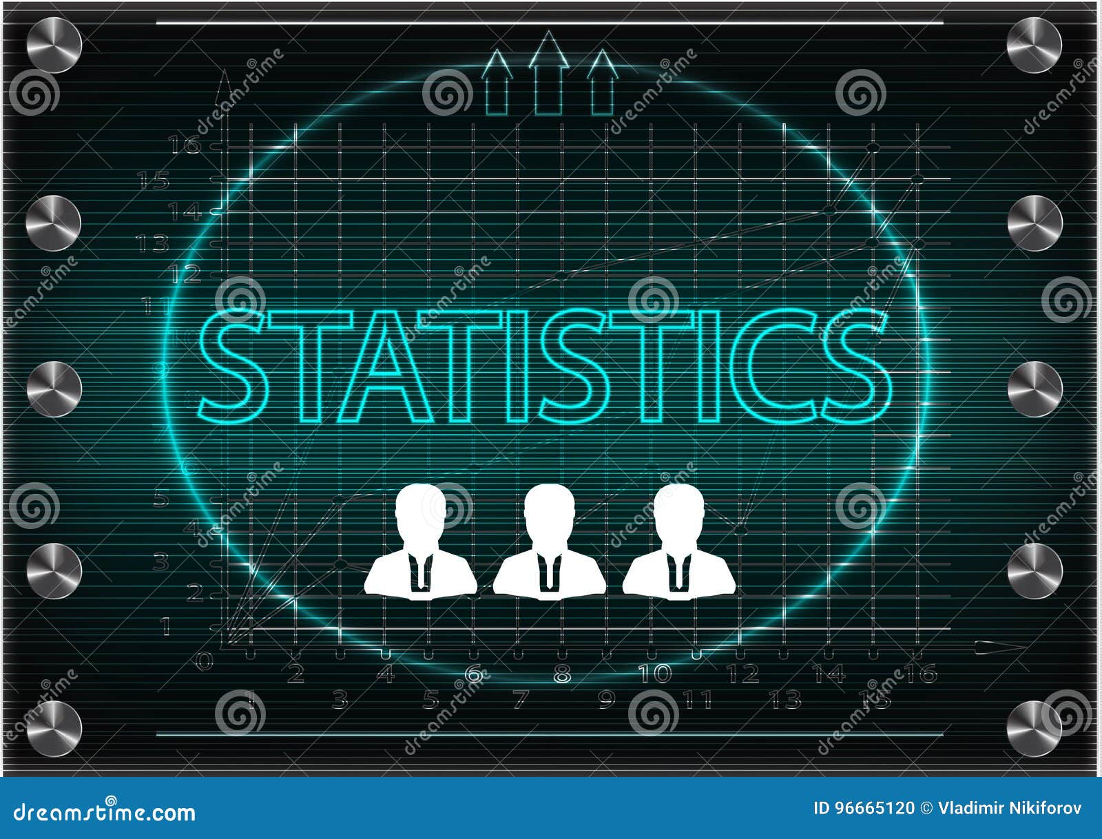Three Icons and Word `statistics` on a Dark Background Stock Vector ...