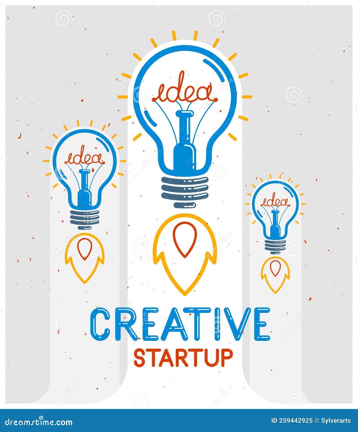 Three Idea Light Launching Like a Rockets Vector Linear Logo or Poster ...