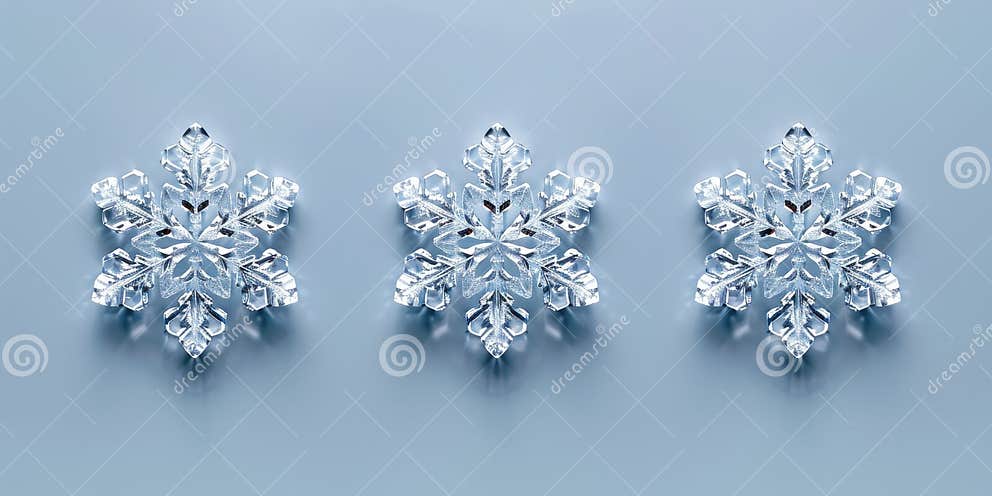 Three Identical Minimalistic Snowflake Decorations Arranged in a Row on ...