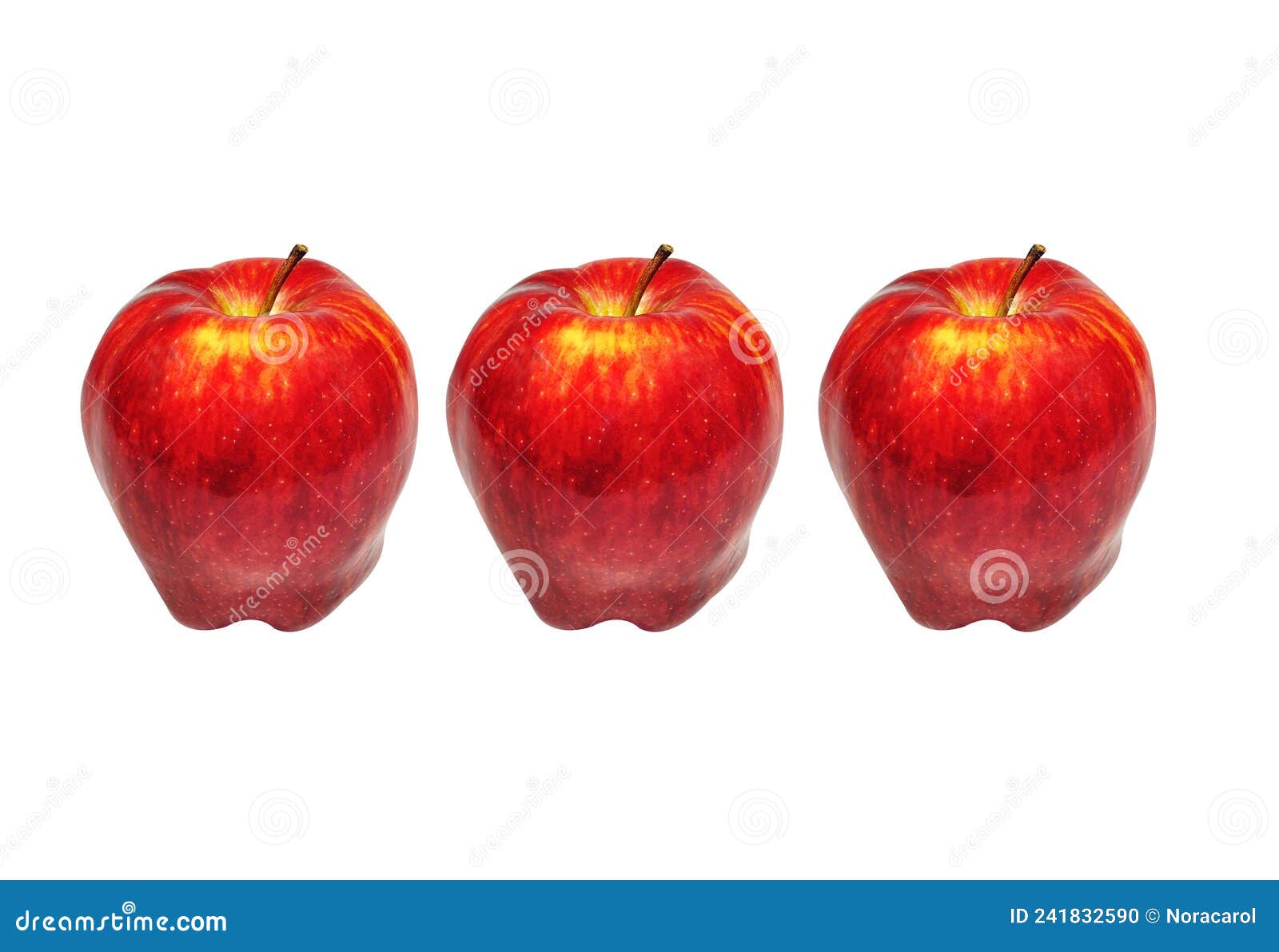 Three Identical Red Apples Isolated Stock Photo - Image of dieting ...