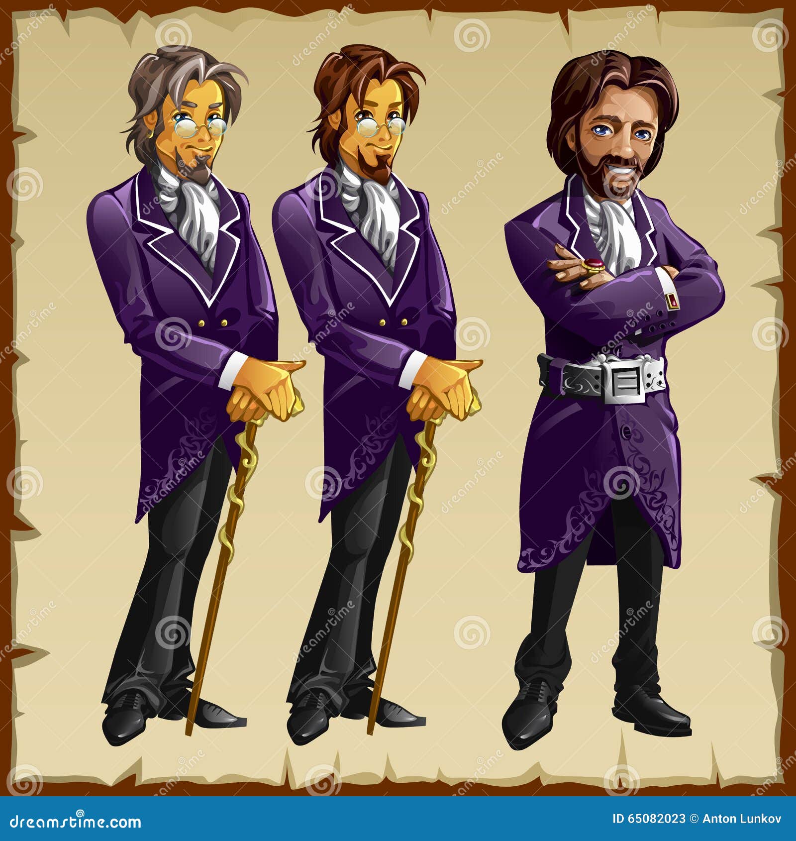 Three Images Respectable Men from the Last Century Stock Vector ...