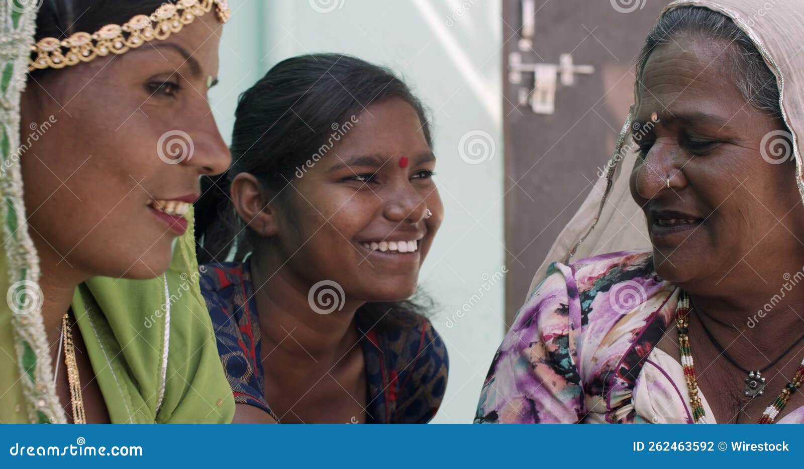 Three Indian Female Adults Talking and Smiling Outdoors Stock Photo ...