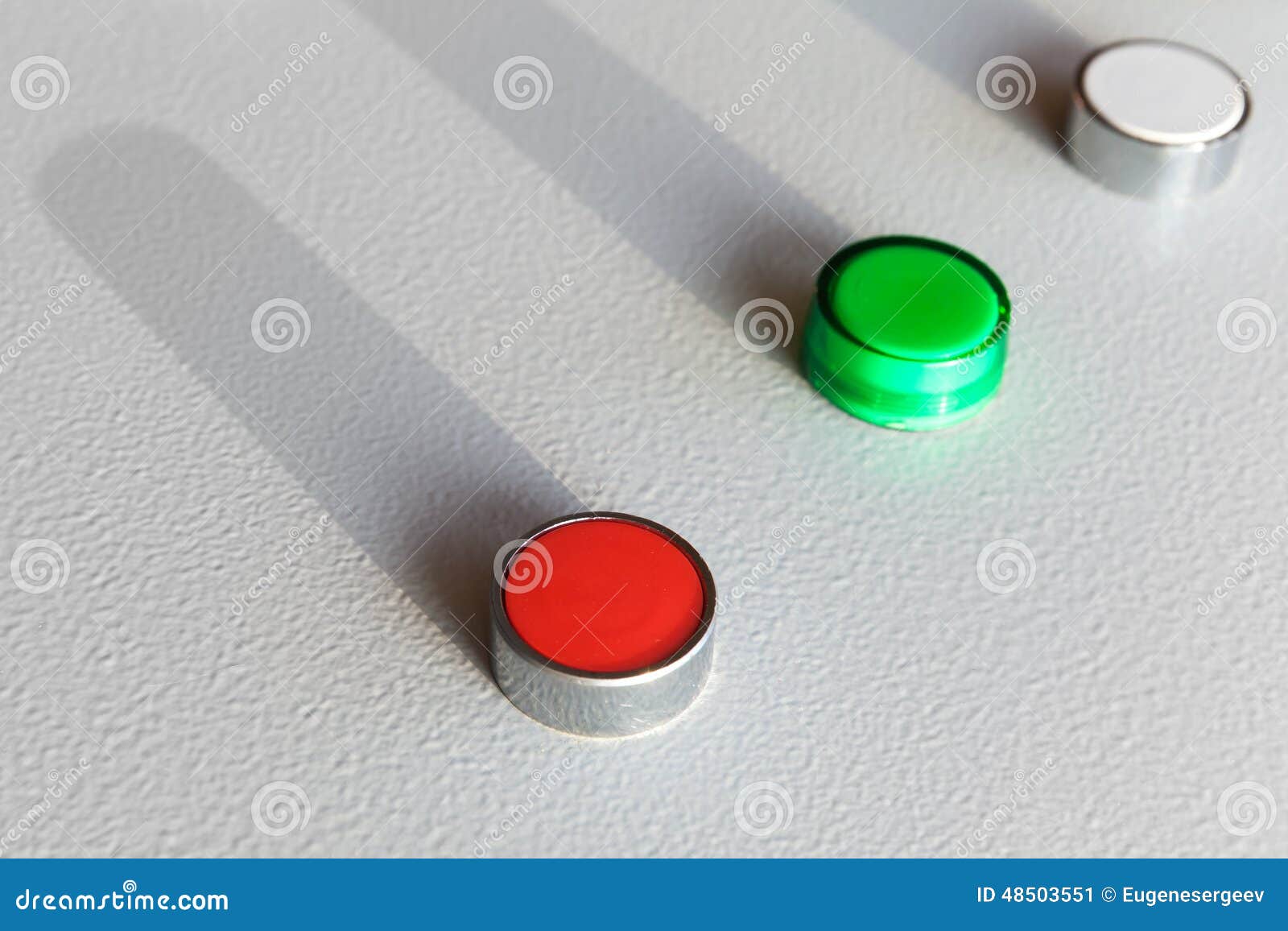 Three Industrial Buttons on Gray Control Panel Stock Image - Image of ...