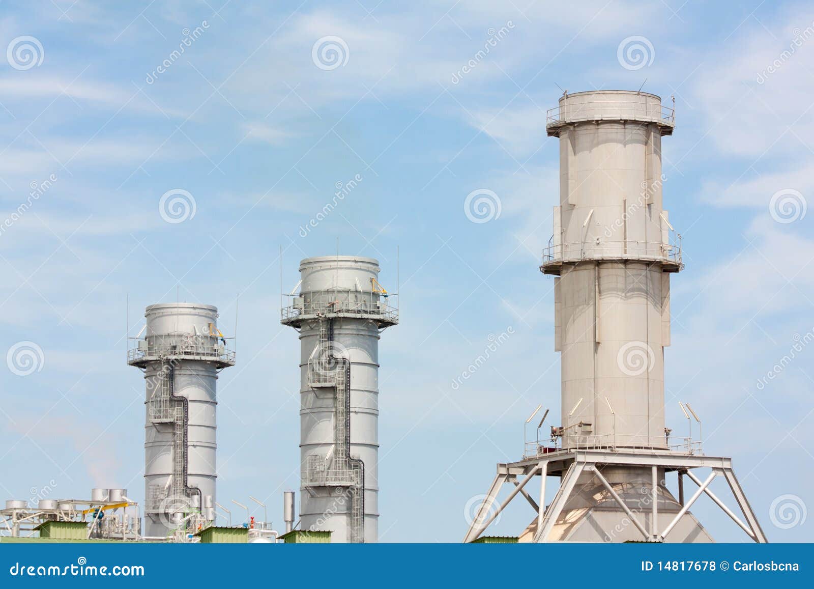 Three industrial chimneys stock photo. Image of industrial - 14817678