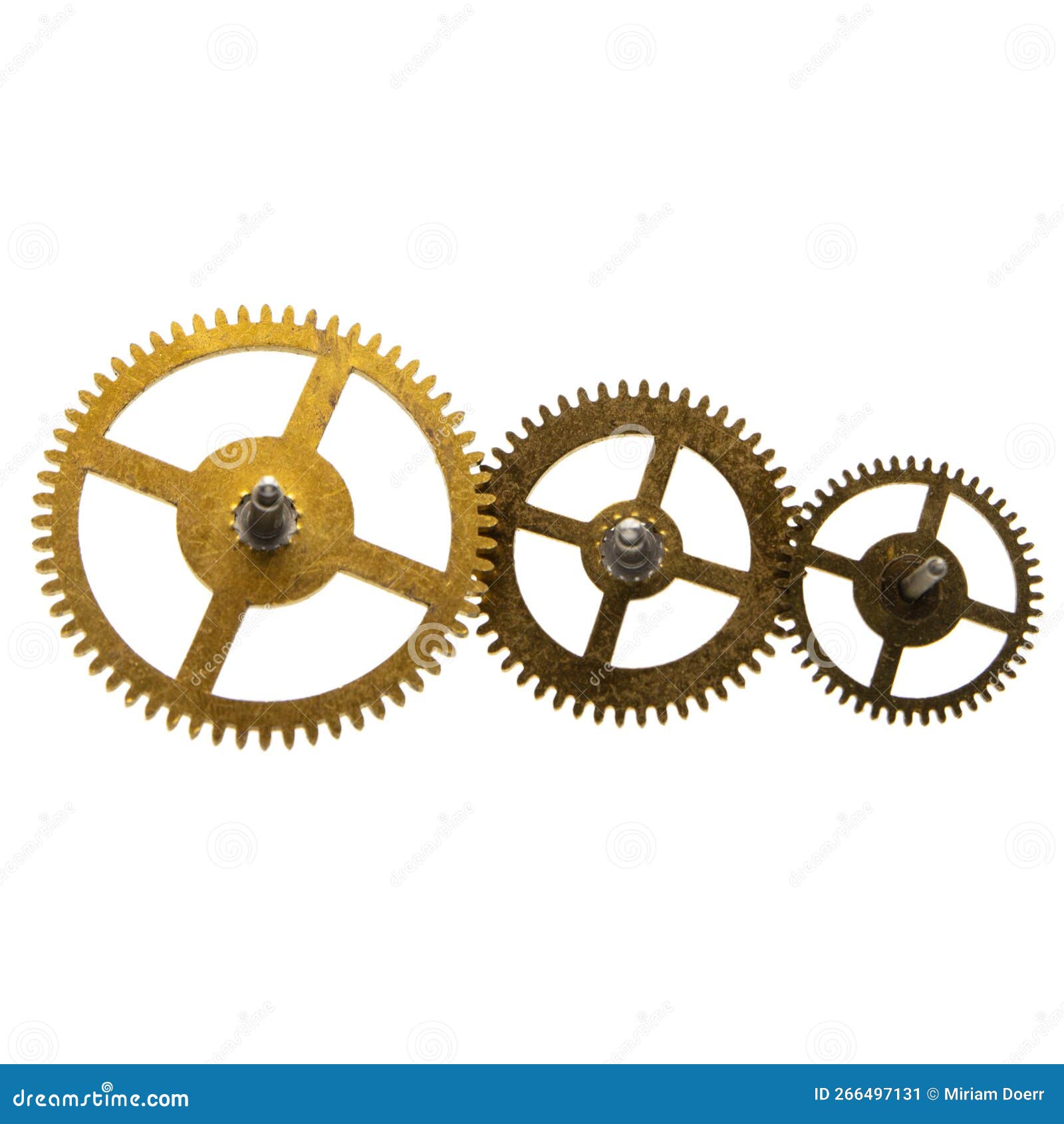 Three Industrial Clock Brass Gear Wheels Stock Image - Image of ...