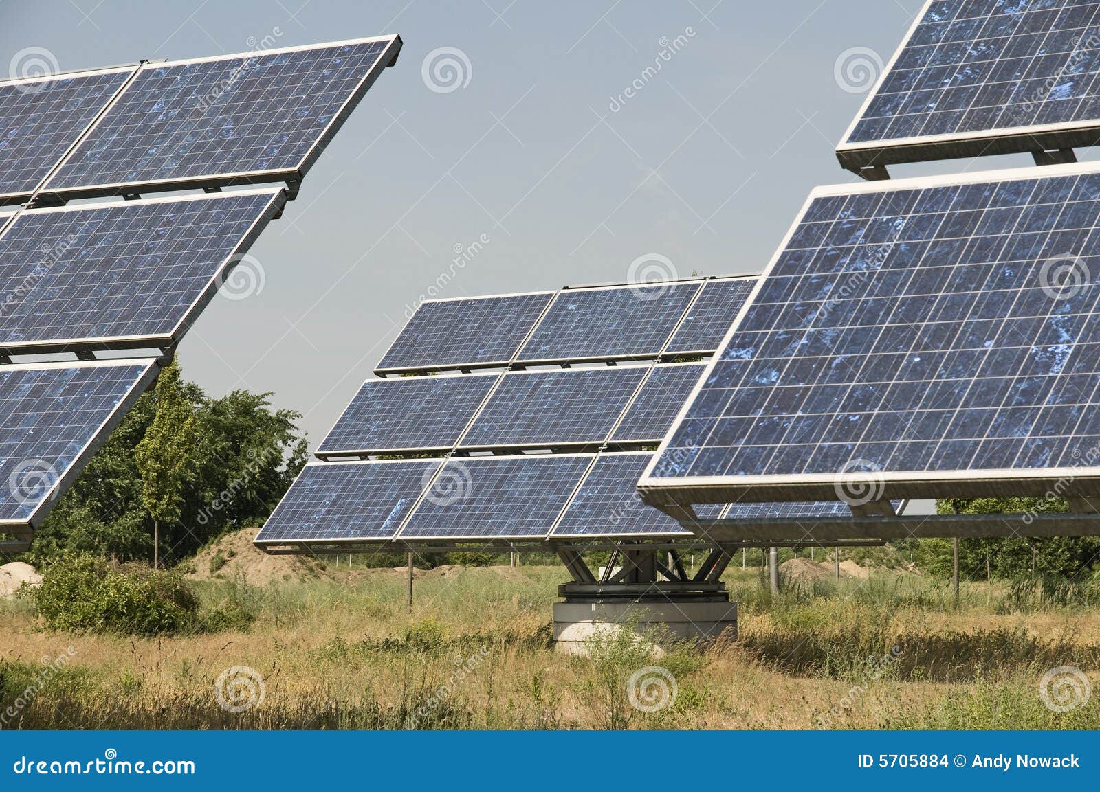 Three Industrial Solar Panel Stock Photo - Image of electricity ...