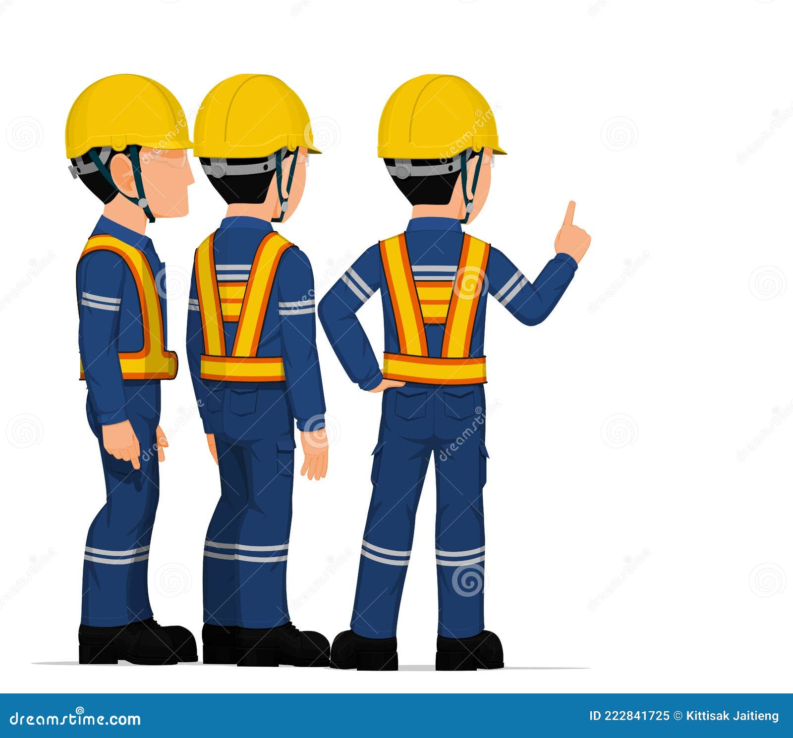 Three Industrial Worker Have a Meeting on White Background Stock Vector ...