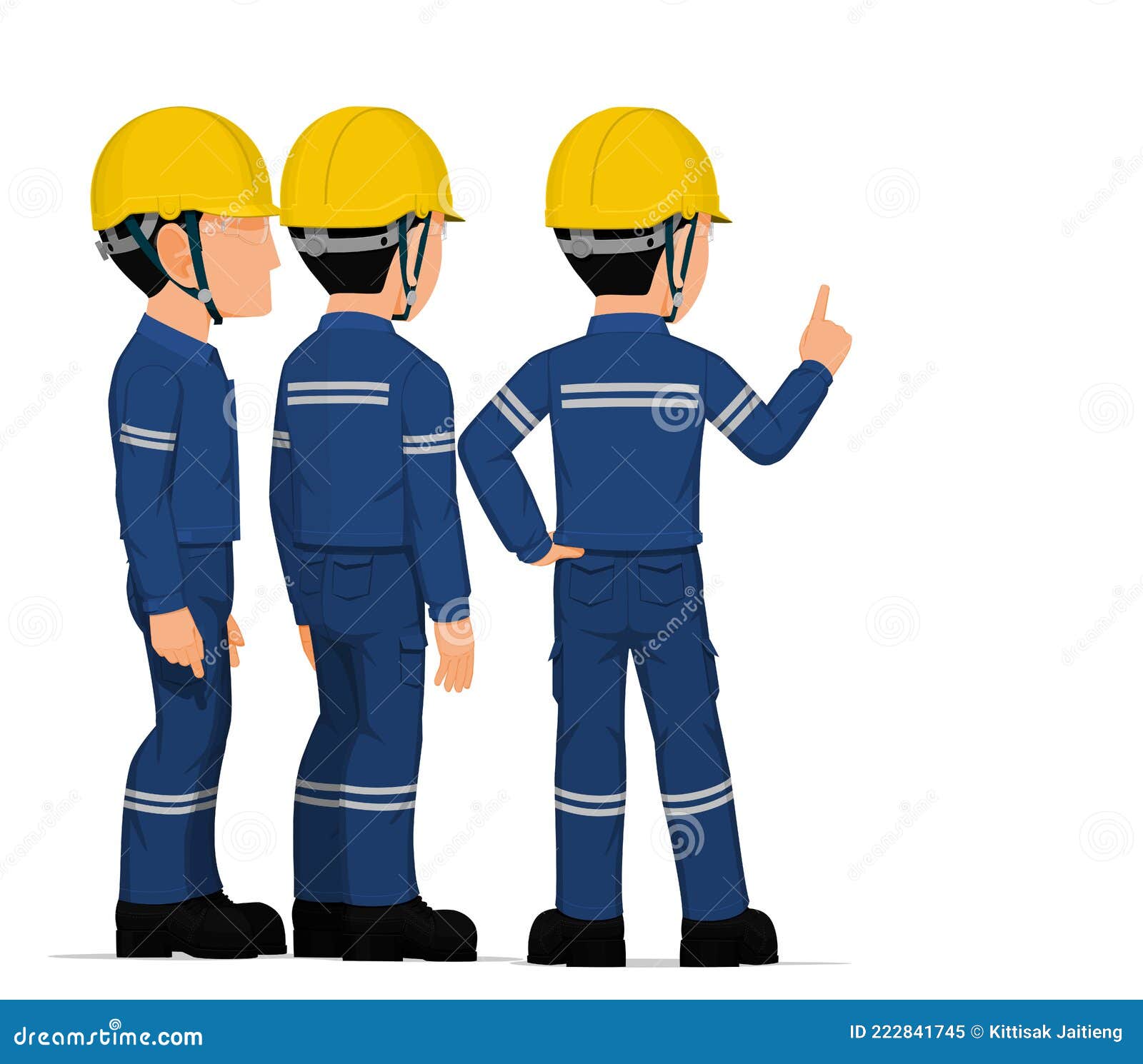 Three Industrial Worker Have a Meeting on White Background Stock Vector ...