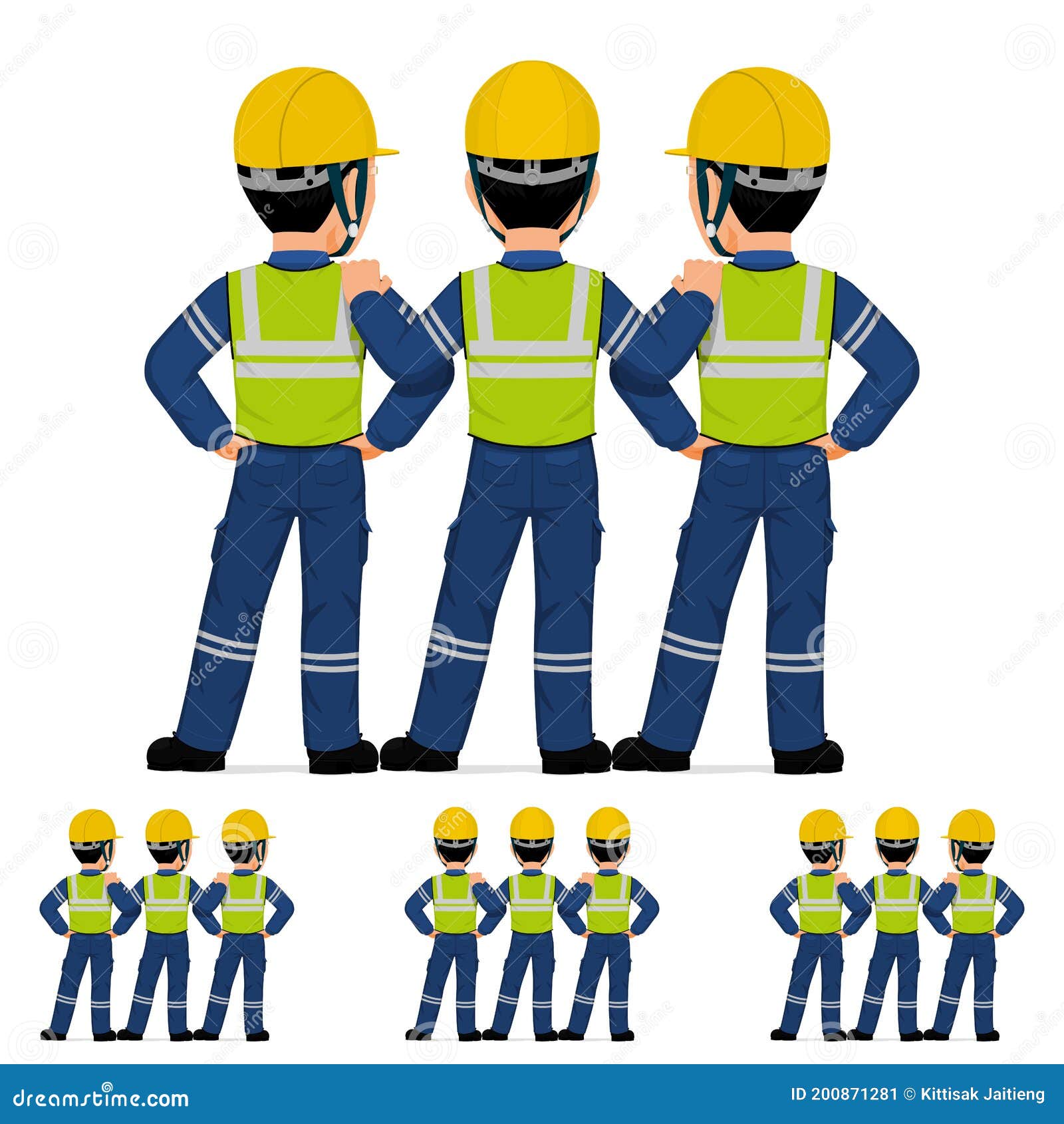 Three Industrial Trainees On White Background Cartoon Vector ...