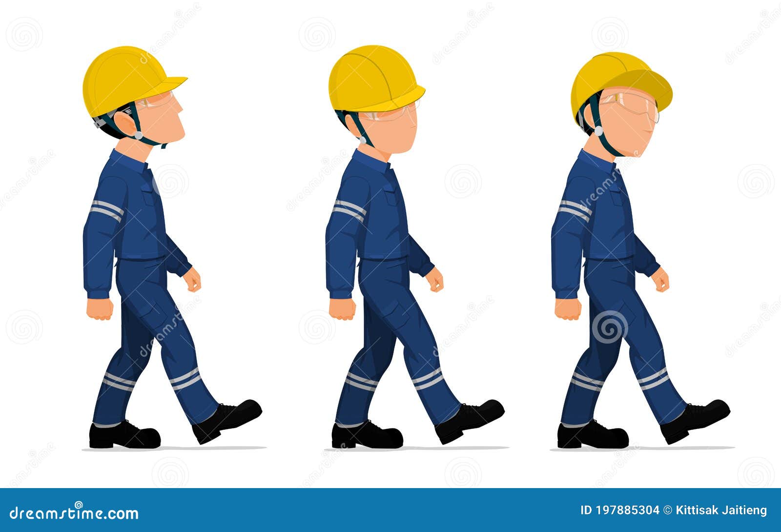 Three Industrial Trainees On White Background Cartoon Vector ...