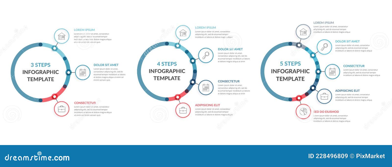 Three Infographic Design With Icons. 3 Options Or 3 Steps. Process ...
