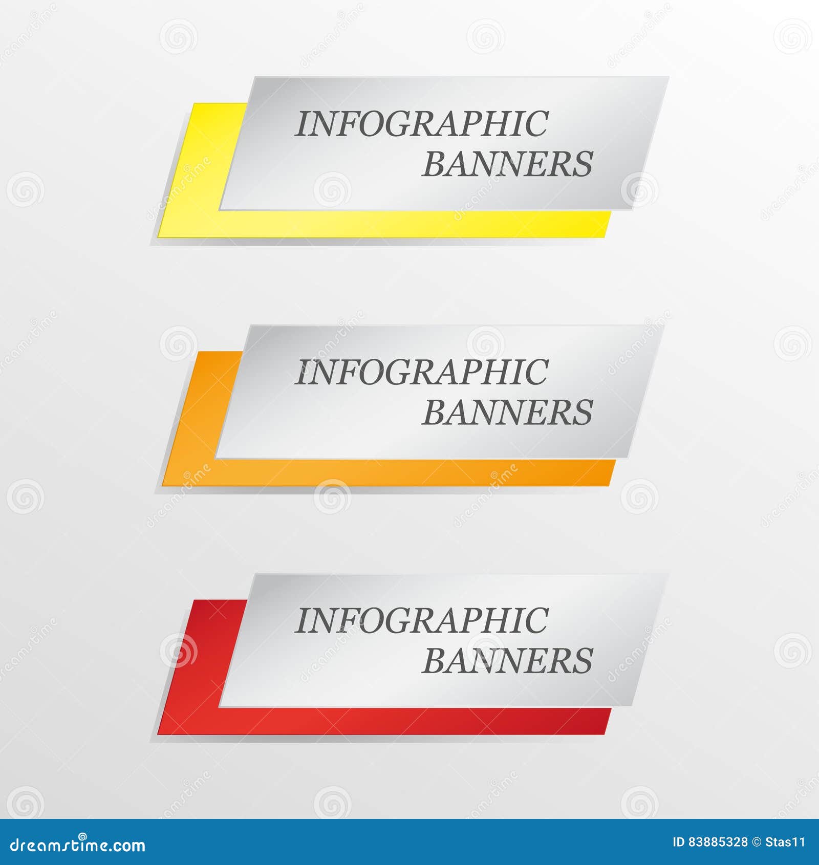 Three Infographics Banner. Yellow, Orange, Red Stock Illustration ...